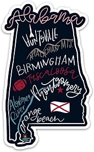 Amazon.com: Alabama State Sticker Alabama Travel Map Sticker USA States ...