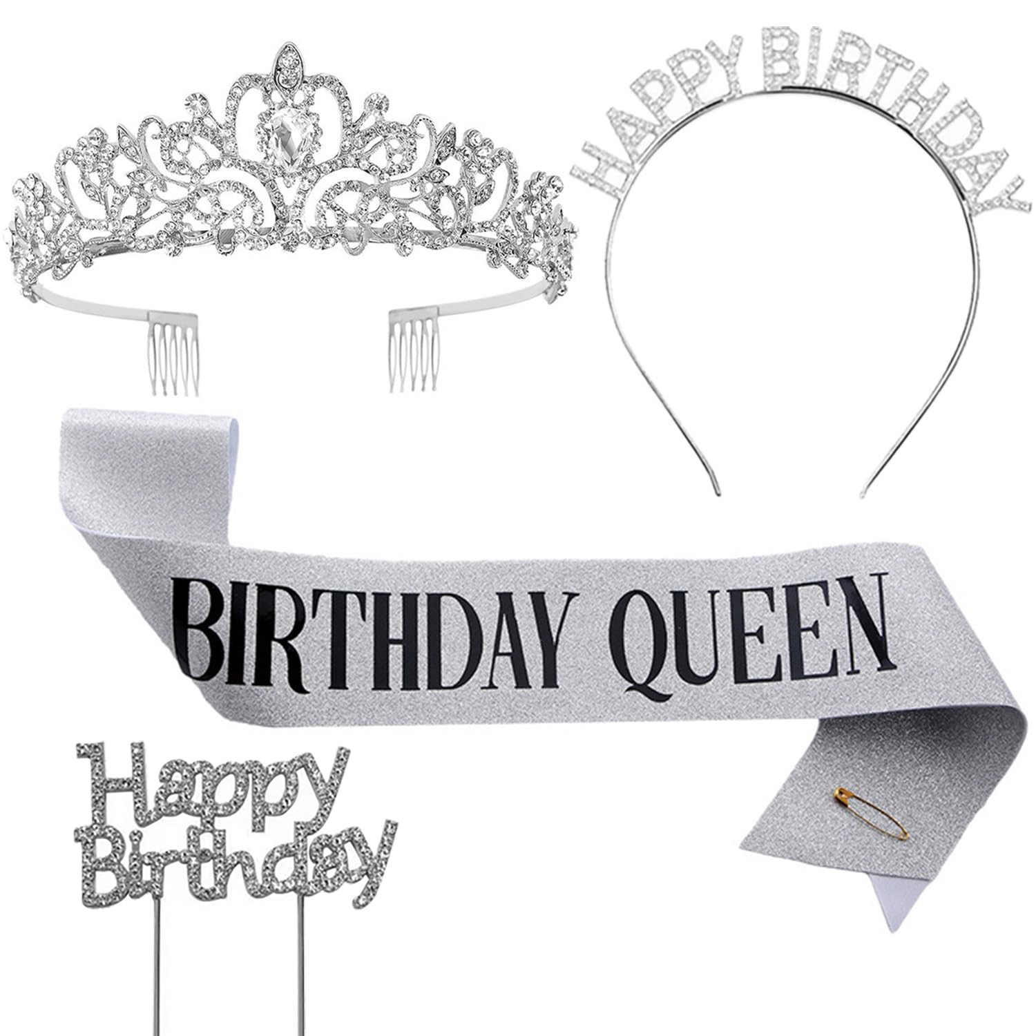Corona y Banda de Cumpleaños para "Birthday Queen" & Tiara, Juego de 4 ...