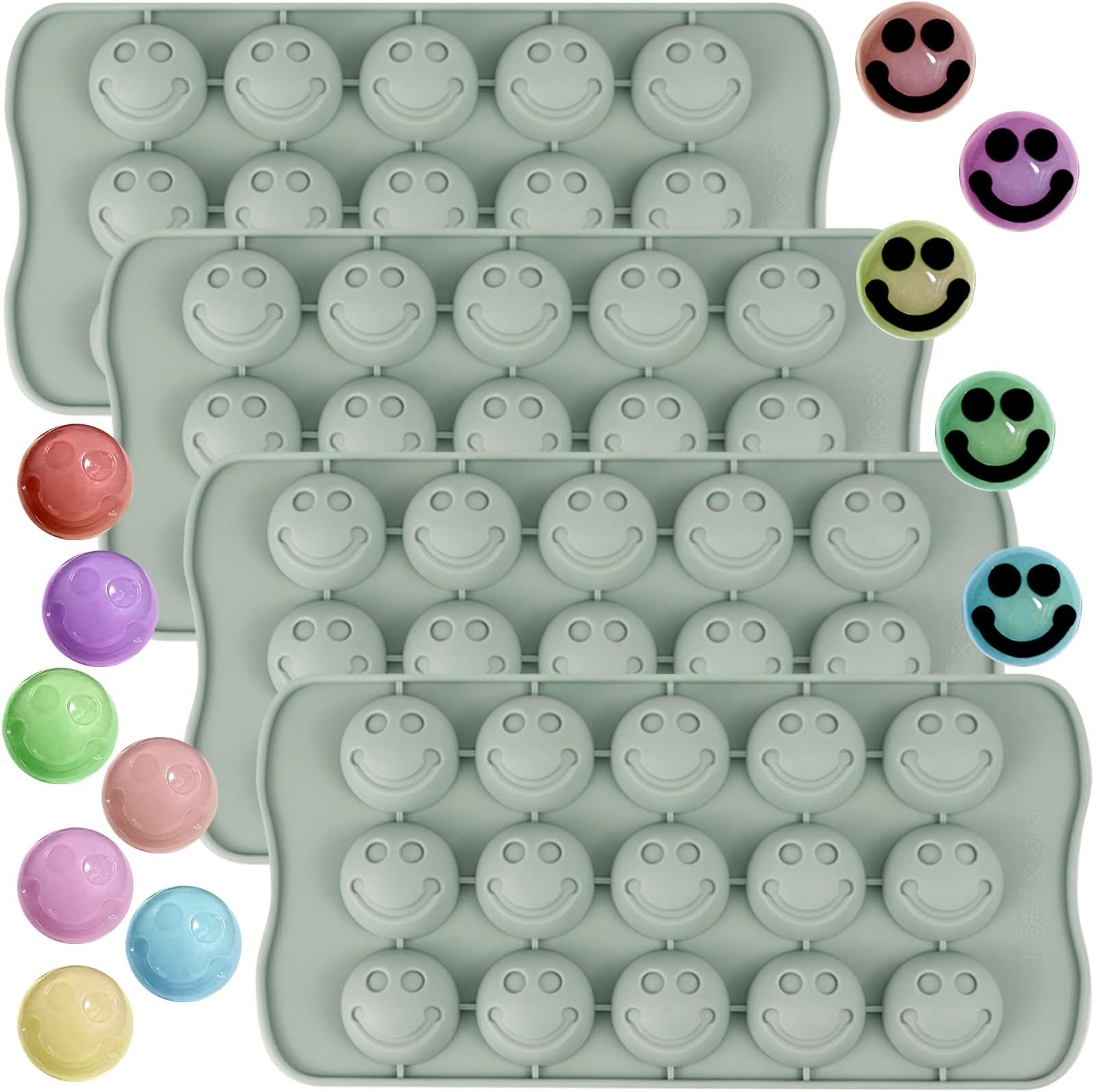 Amazon.com: SIQINZONGWA (4 Pack) Chocolate Candy Molds, Smiling Shapes ...