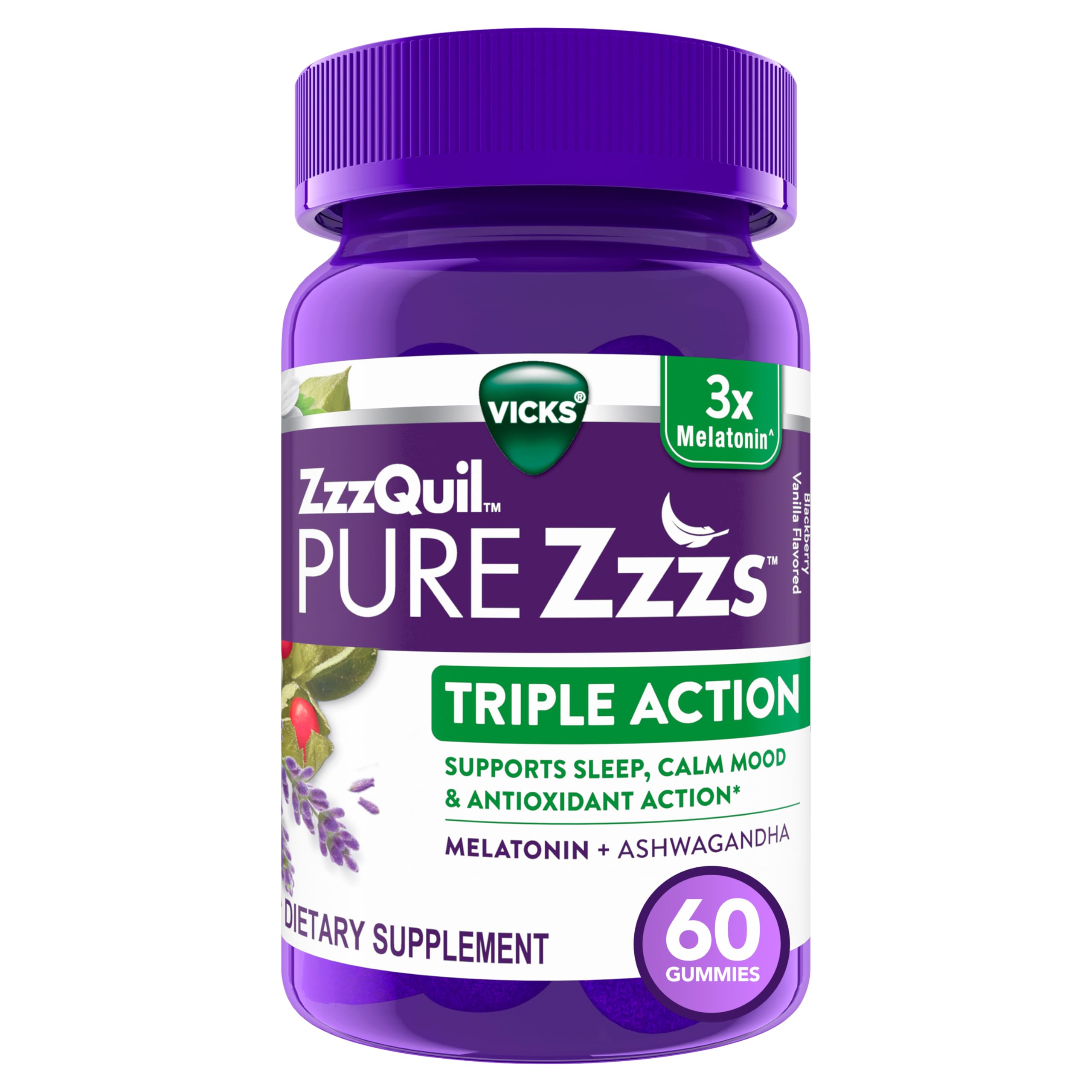 Amazon.com: ZzzQuil PURE Zzzs Triple Action, Melatonin Gummies ...