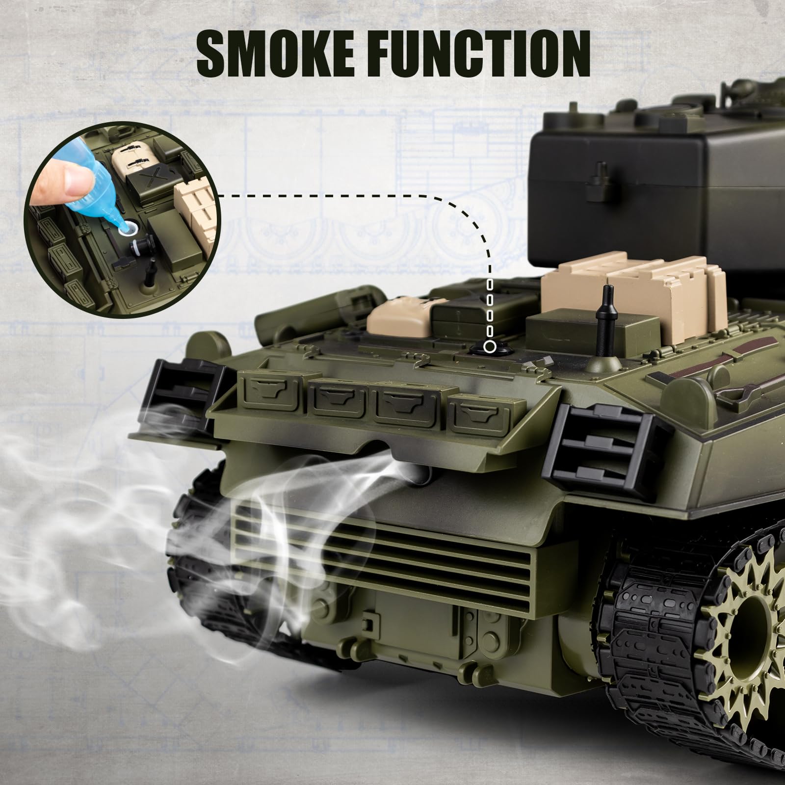 Supdex 1/18 Remote Control Tank That Shoot,2.4 G RC US M4A3 Sherman ...