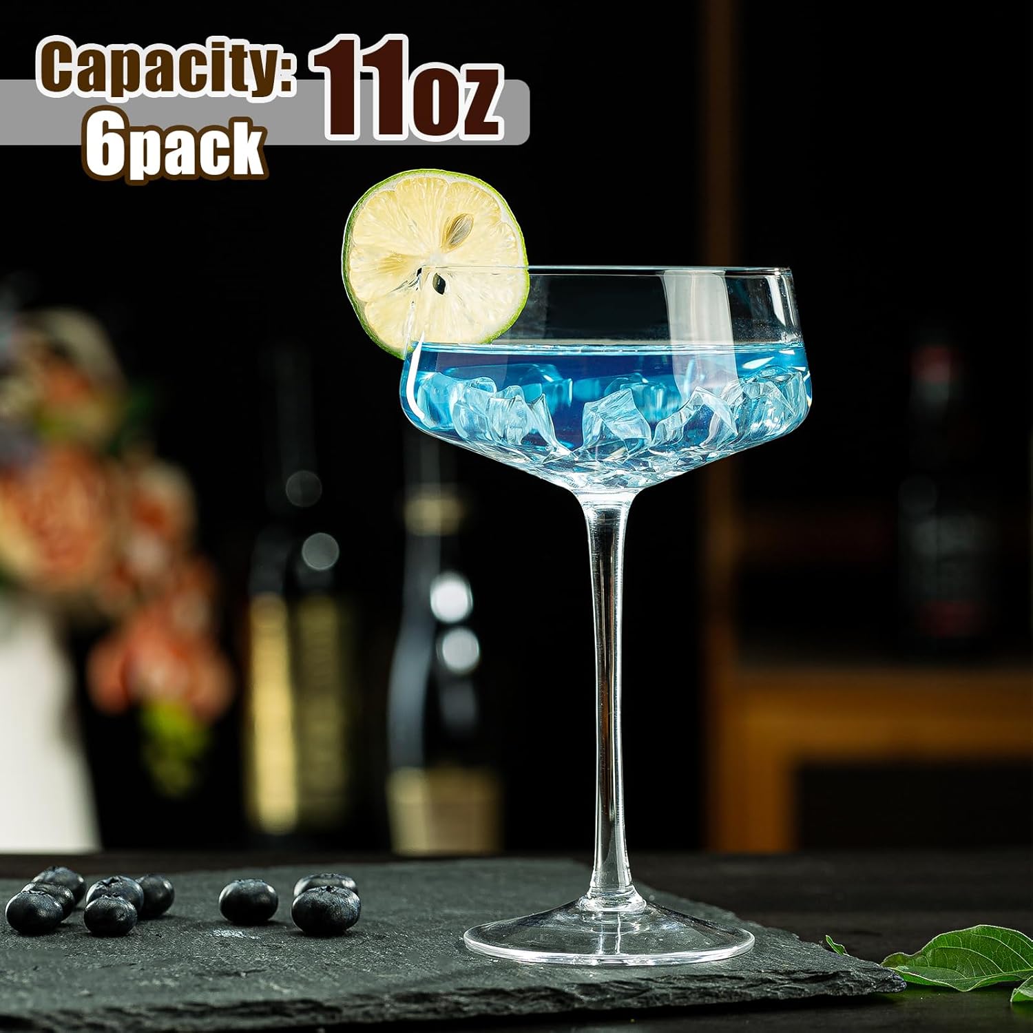 Juego de 6 vasos de Martini de cristal, copas Coupé de 11 onzas, copas ...