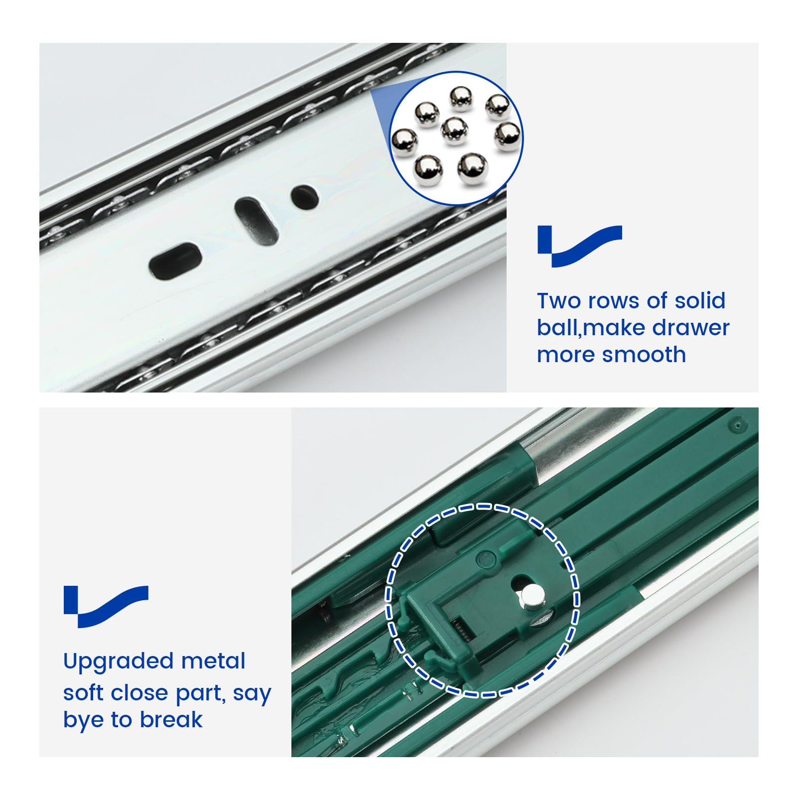 Snapklik.com : 6 Pair 18 Inch Push To Open Drawer Slides, Full ...