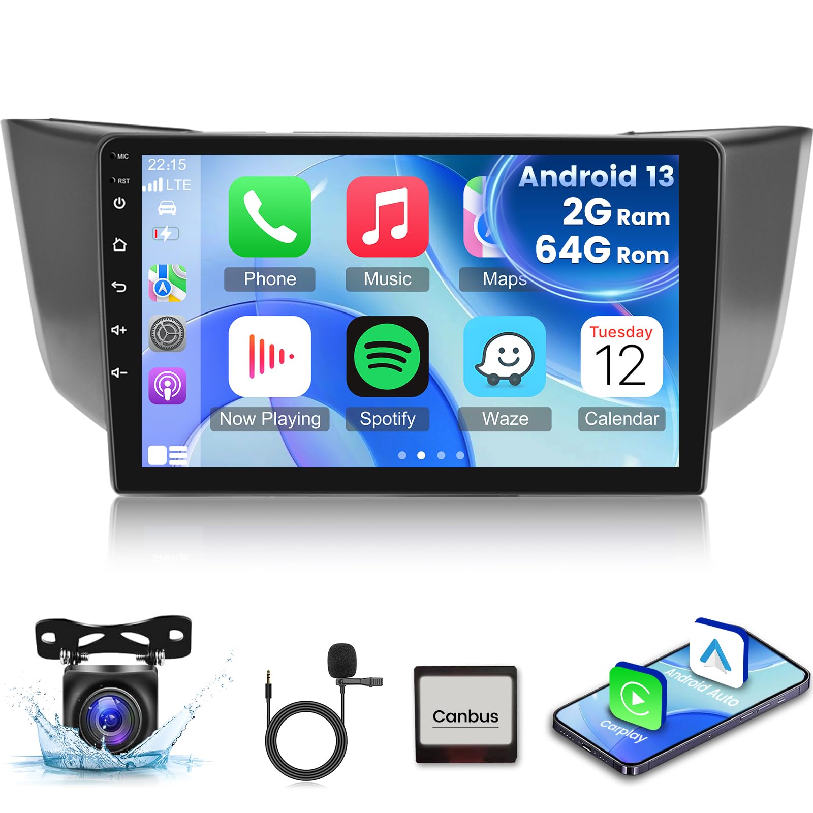 Amazon.com: [2G+64G] Car Radio for Lexus RX300 RX330 RX350 RX400H 2003 ...