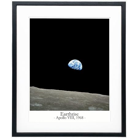 Amazon.com: Earthrise, Apollo 8, December 24, 1968 18x15 Black Modern ...