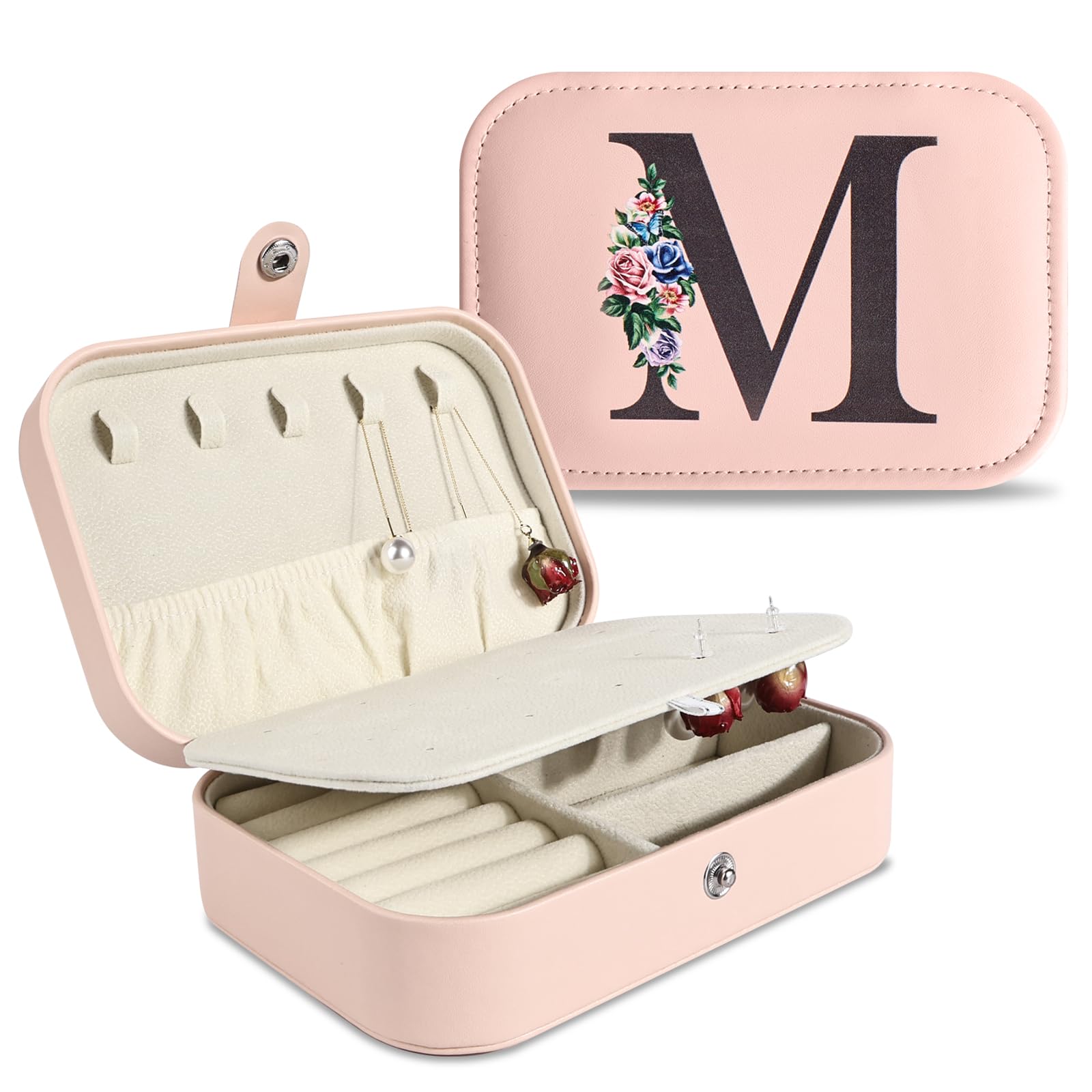 Seorsok Personalized Letter Jewelry Box, PU Leather Travel Portable ...