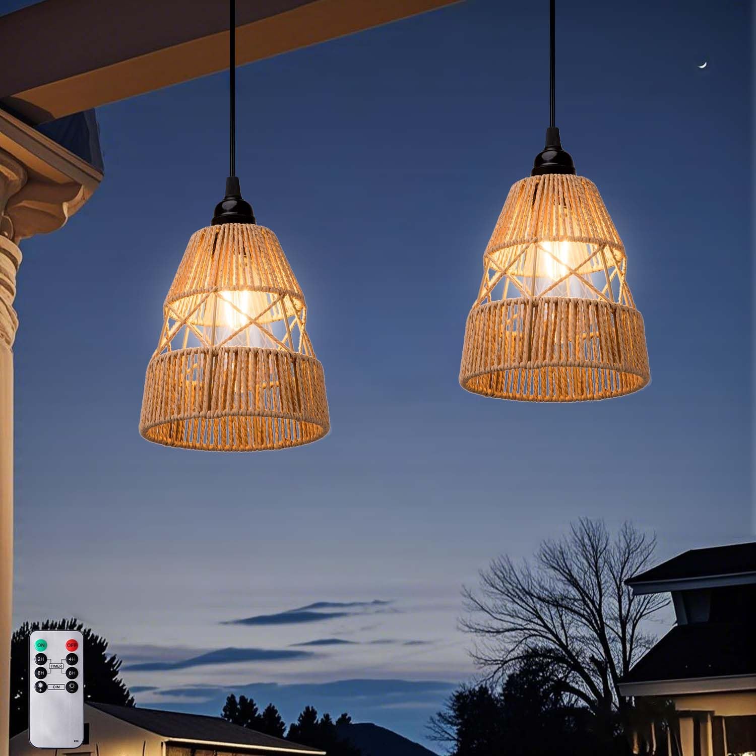 AVAMERY Battery Operated Chandelier Outdoor Waterproof, Hanging Pendant ...