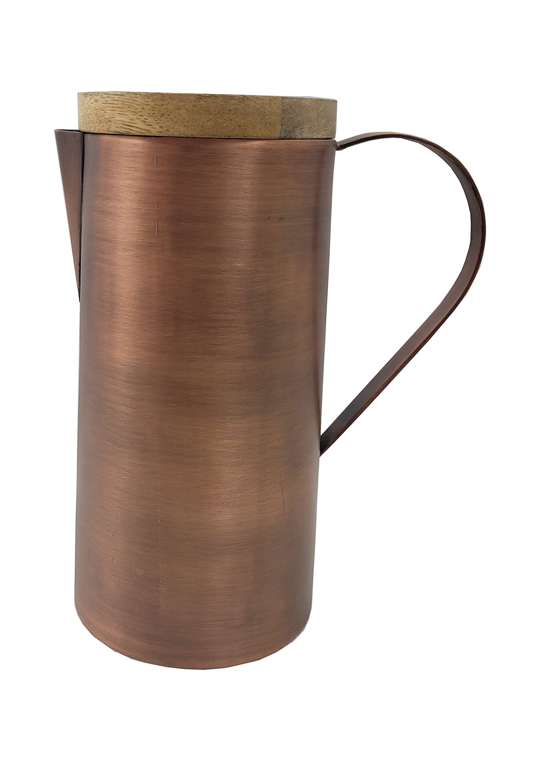 Buy Pure Copper Jug with Copper Antique Finish with Mango Wood Led ...