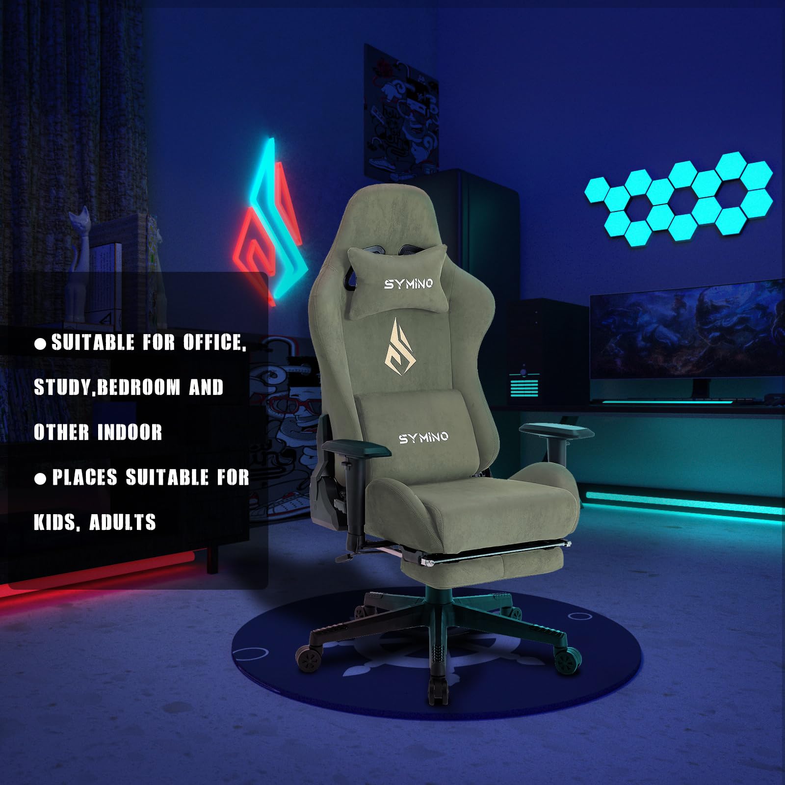 symino Gaming Chair Alcantara (Green)