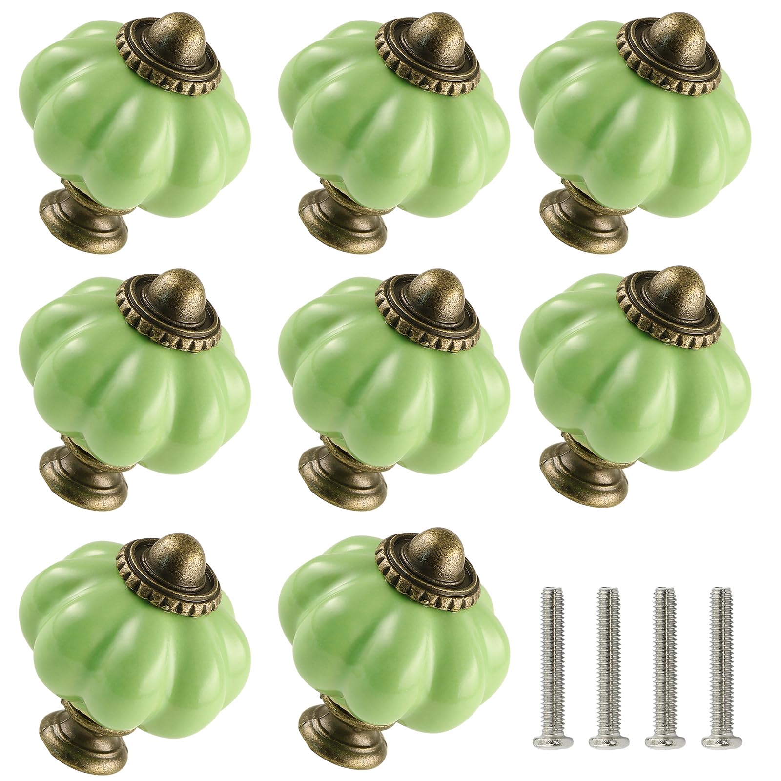 Zernmiarder Lime Green Ceramic Knobs 12 Pack - Pumpkin Cabinet Knobs ...