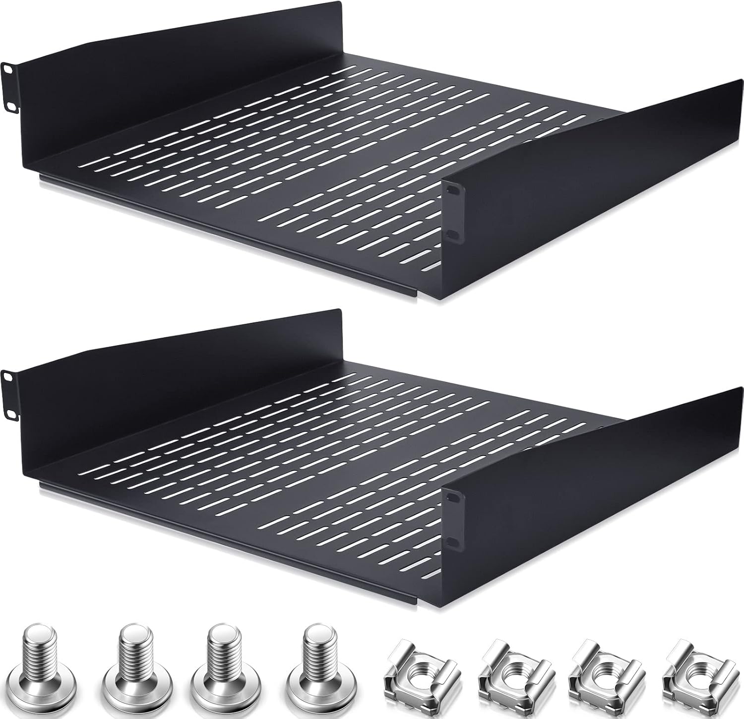 Amazon.com: 2 Pack Rack Shelf Vented Rack Mount Shelf Universal Heavy ...