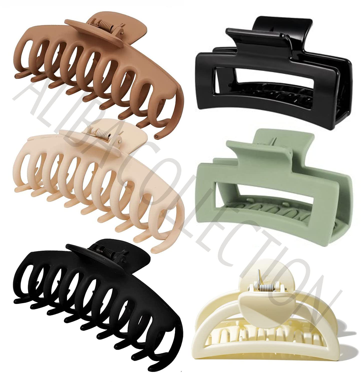 ALIBA COLLECTION Large Claw Clips for Thick Hair, 4.3" Matte Big Hair ...