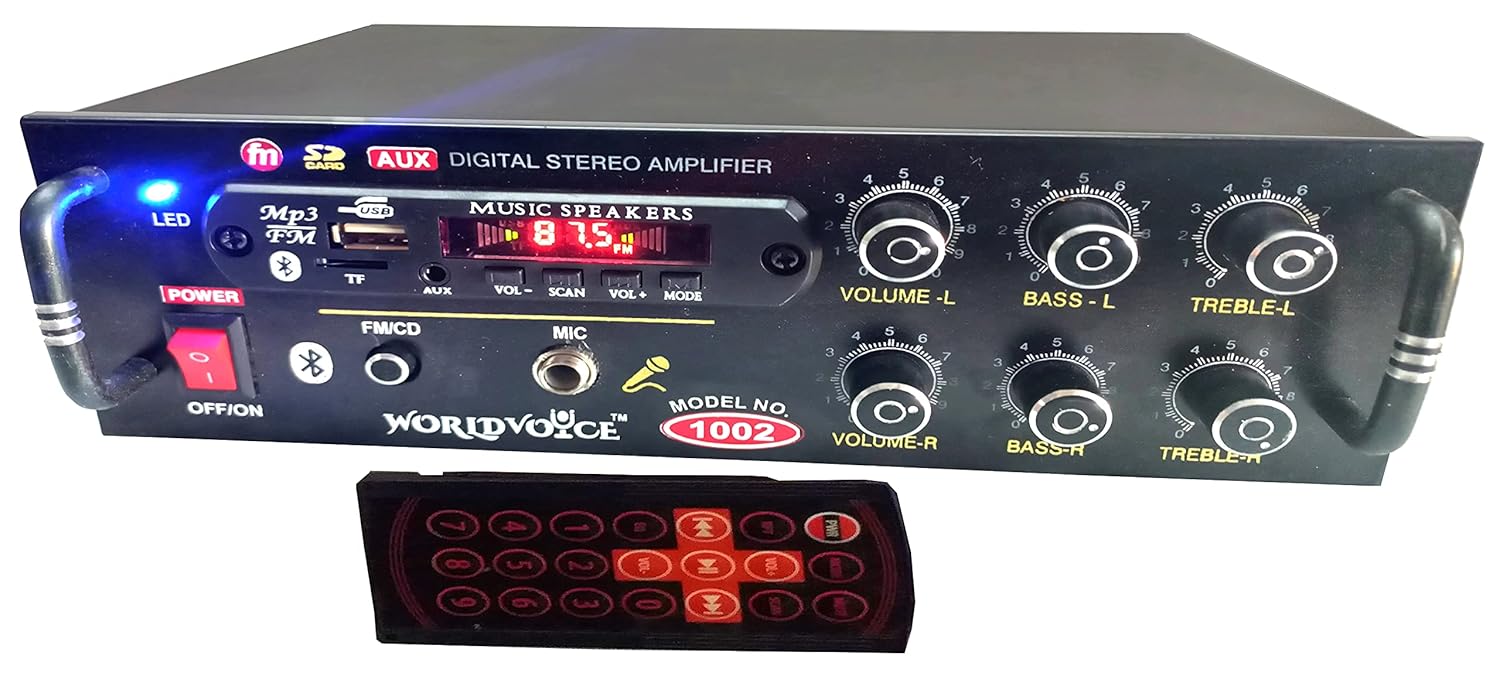 World Voice WV-1002 Black Bluetooth Digital Amplifier with 4440 Double ...