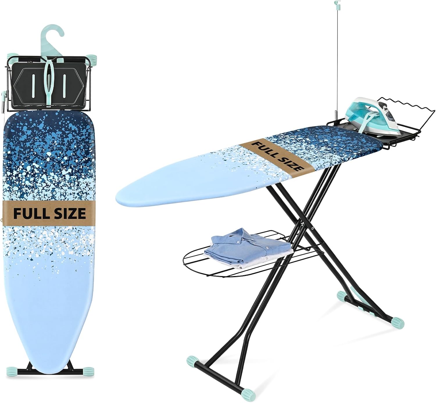 APEXCHASER Full Size Ironing Board,15x45 Metal Panel Iron Board with ...