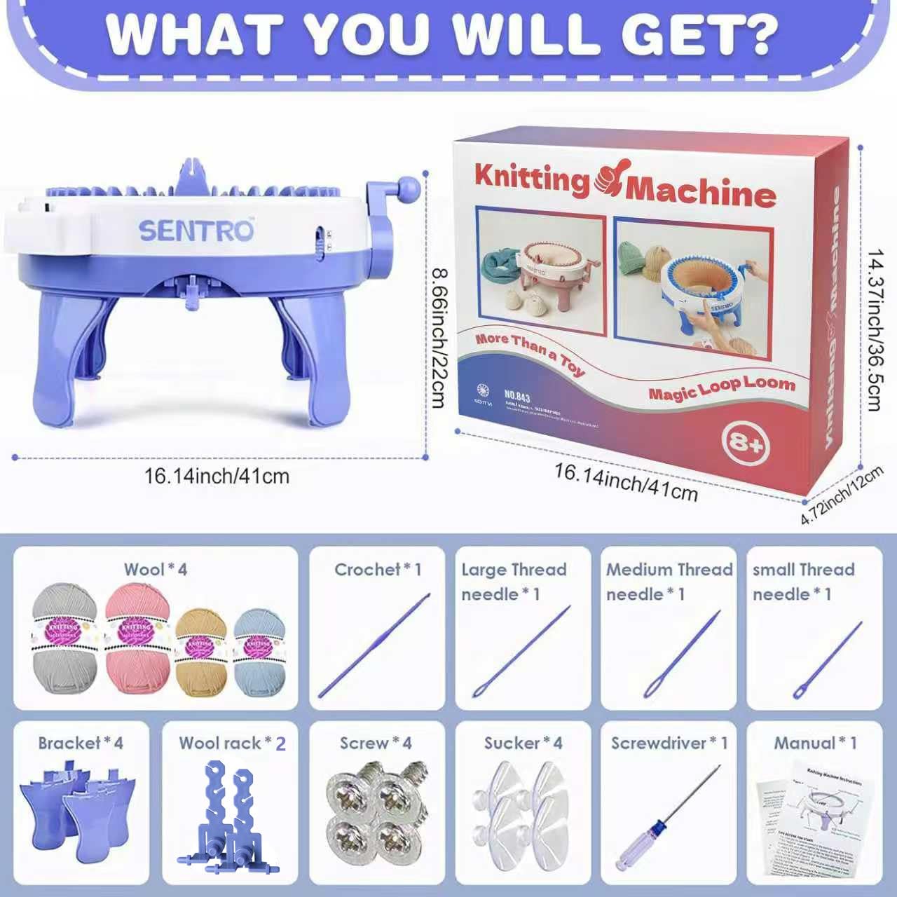 Snapklik.com : SENTRO Knitting Machine 48 Needles,Smart Circular ...