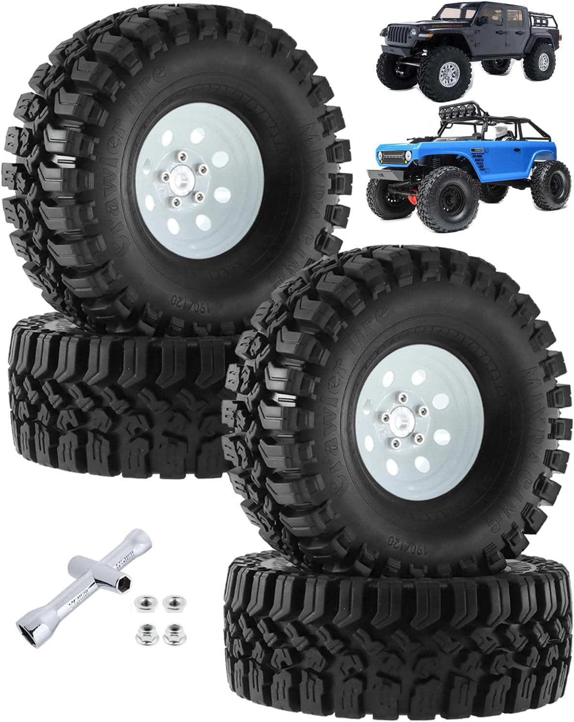 Amazon.com: Rcarmumb 1.9 Inch Tires & Wheels Rim for 1/10 RC Crawler ...