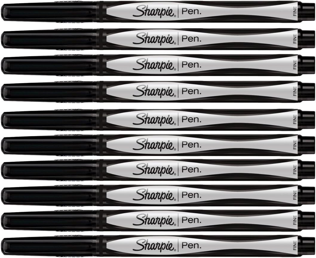 Amazon.com : Sharpie Pen Fine Point Pen, 10 Black Pens (1742663 ...