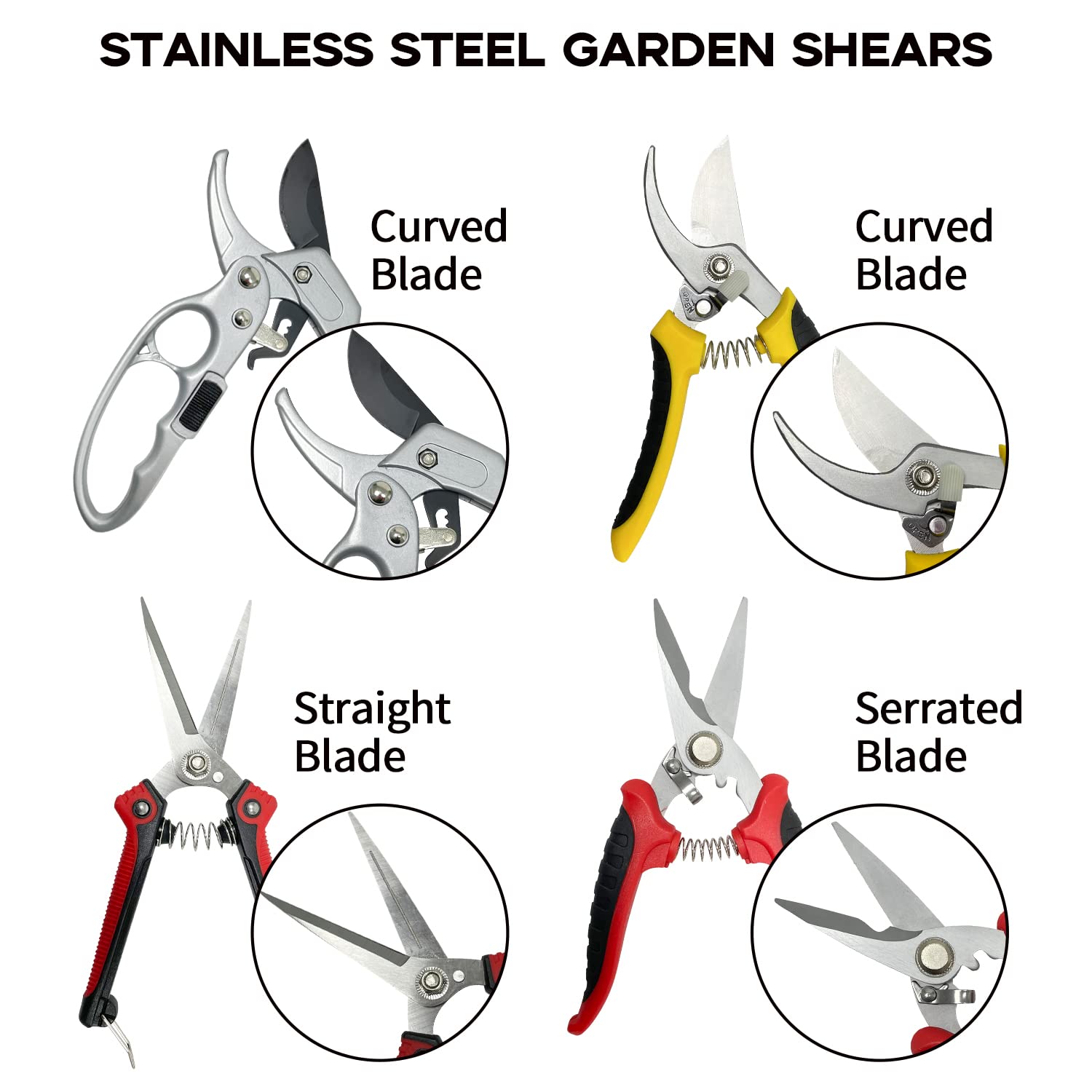 Snapklik.com : Sutekus 4 Pack Garden Pruning Set Shears Hand Pruners ...
