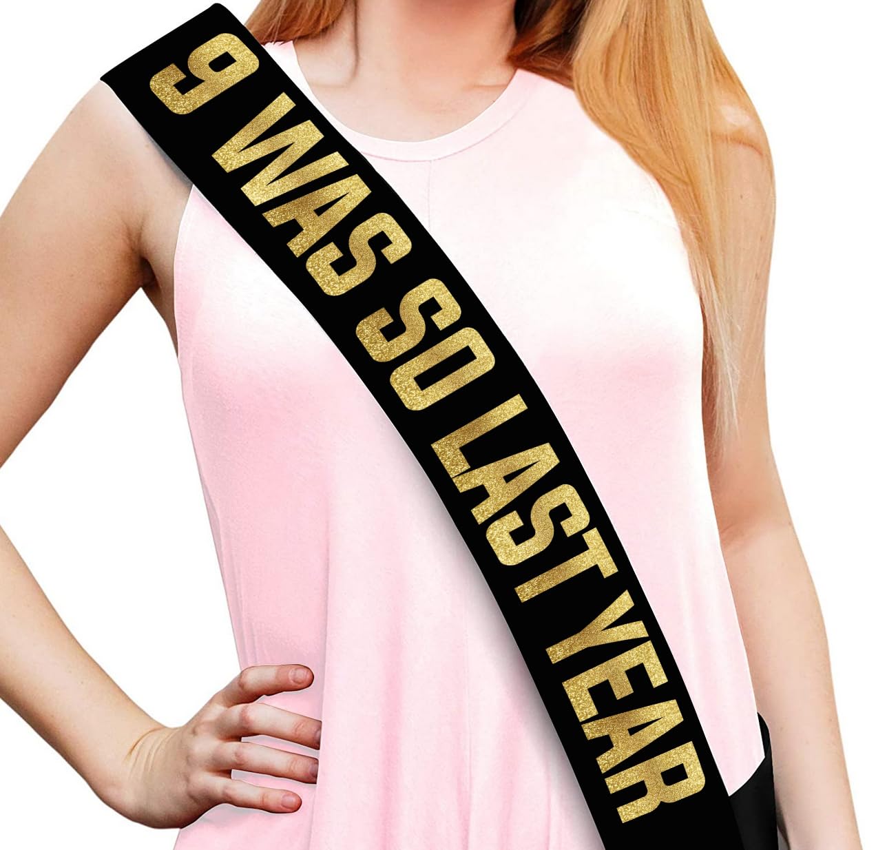 Amazon.com: 9 was So Last Year Black and Gold Glitter Sash - Happy 10th ...