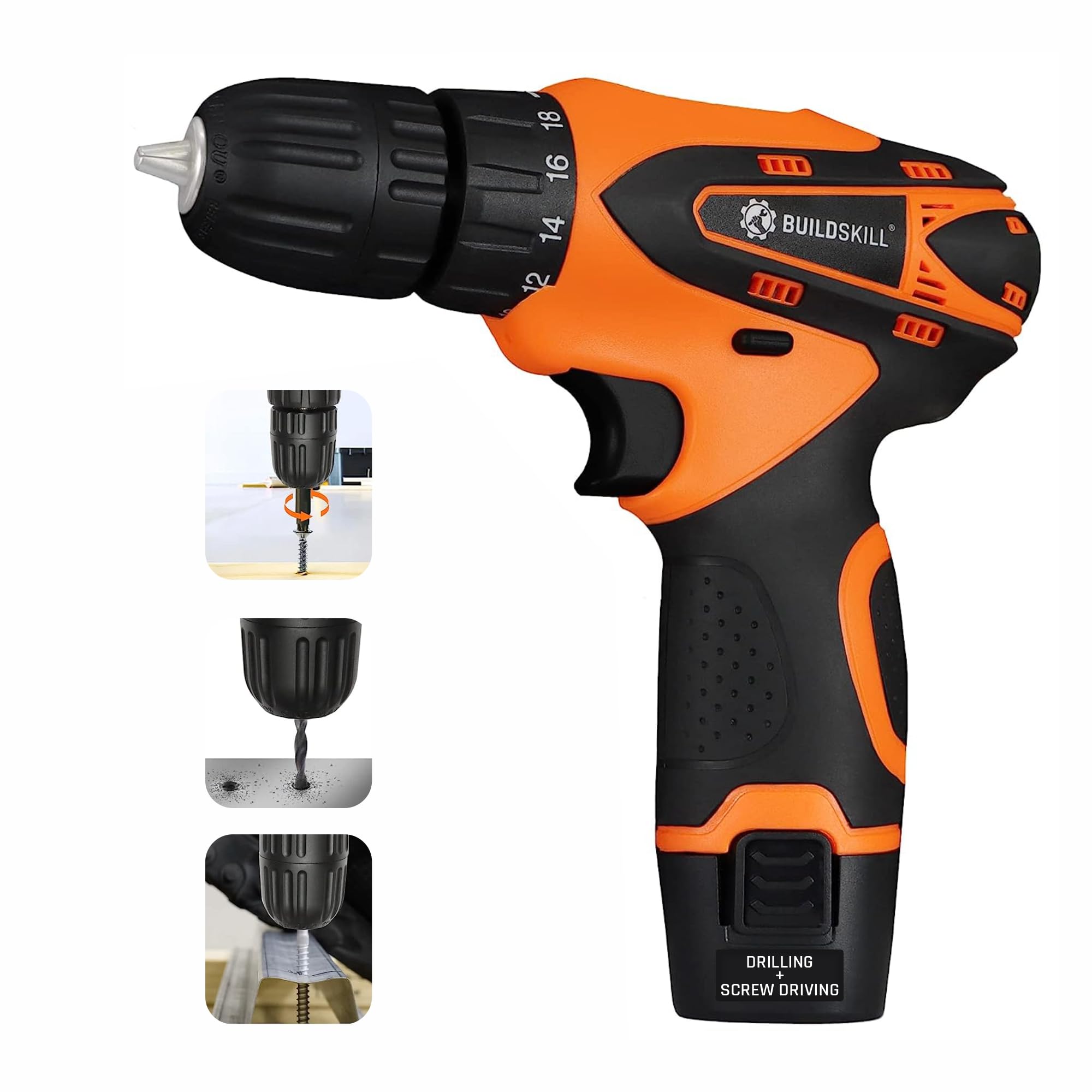 Buy BUILDSKILLBDLI2K2 12V Li-ion Cordless Drill with Reversible ...