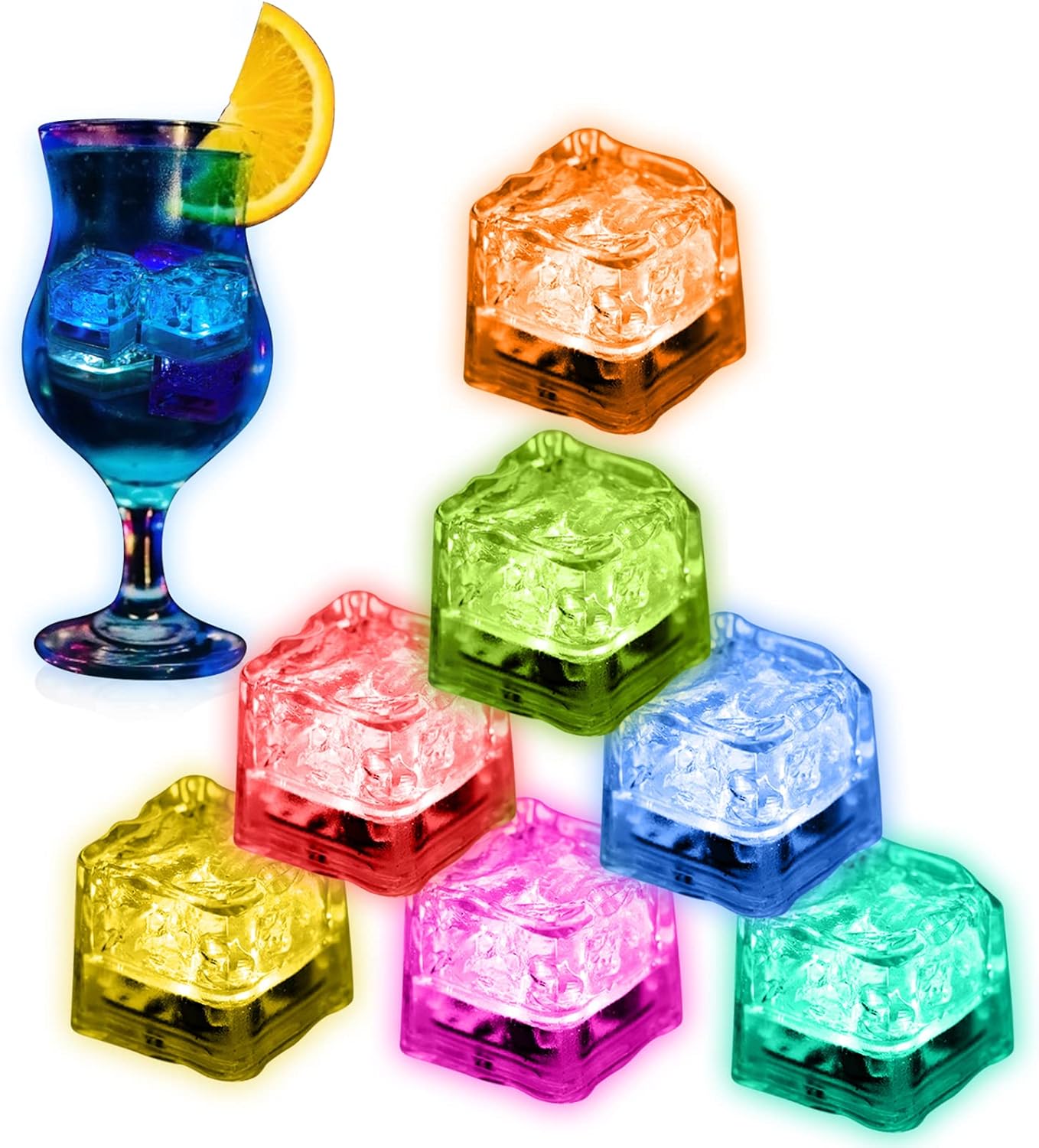 Amazon.com: Light Up Ice Cubes, 24 Pack Multi Color Led Ice Cubes for ...