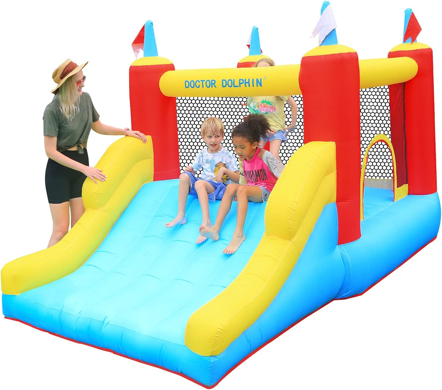 Liphontcta Doctor Dolphin Bounce House – Tobogán inflable con luz de ...