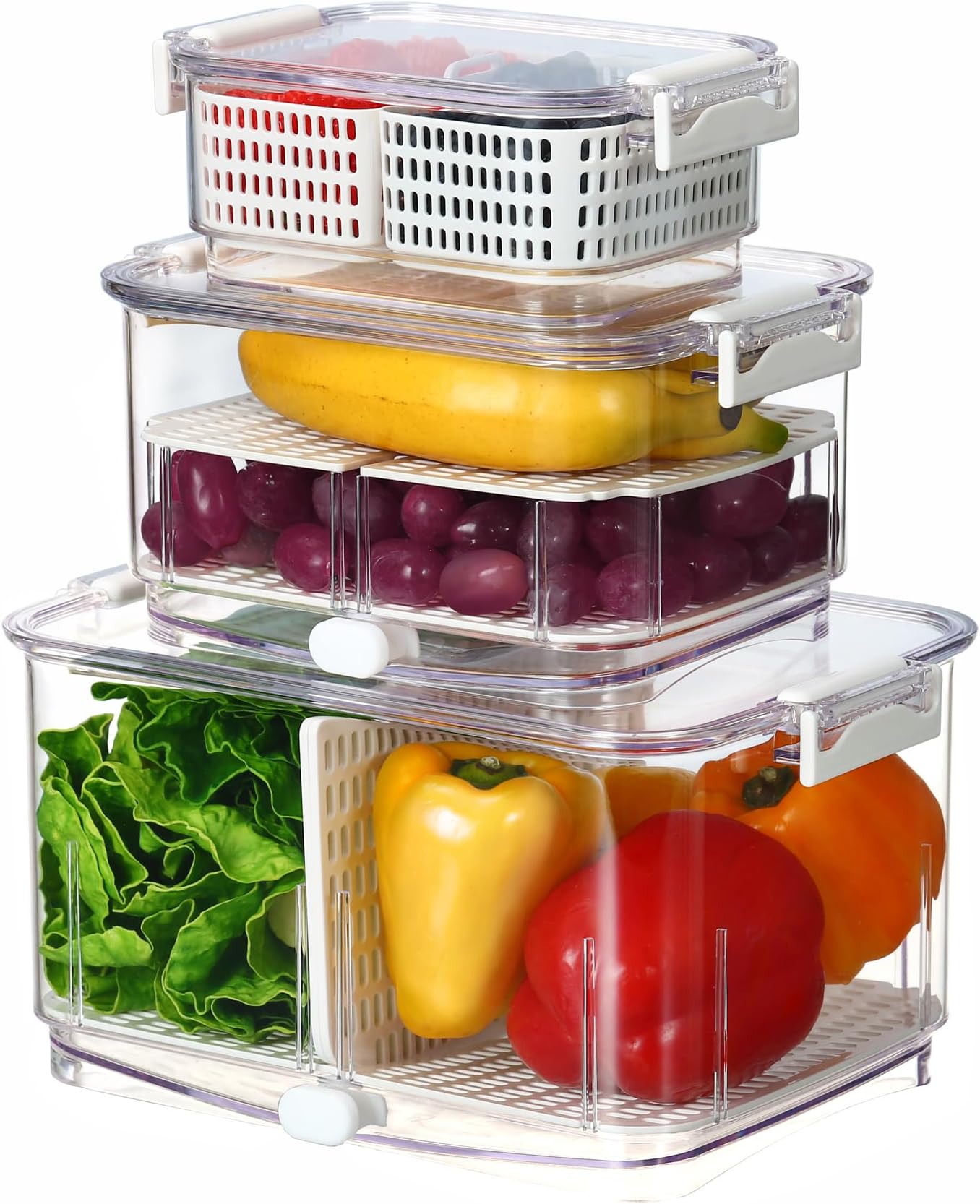 Amazon.com: damynuo 5 Pack Fruit Storage Containers for Fridge - Clear ...