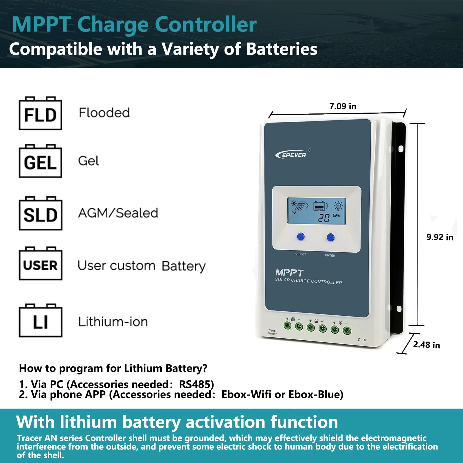 Snapklik.com : EPEVER MPPT Solar Charge Controller 40A 100V MaxInput ...