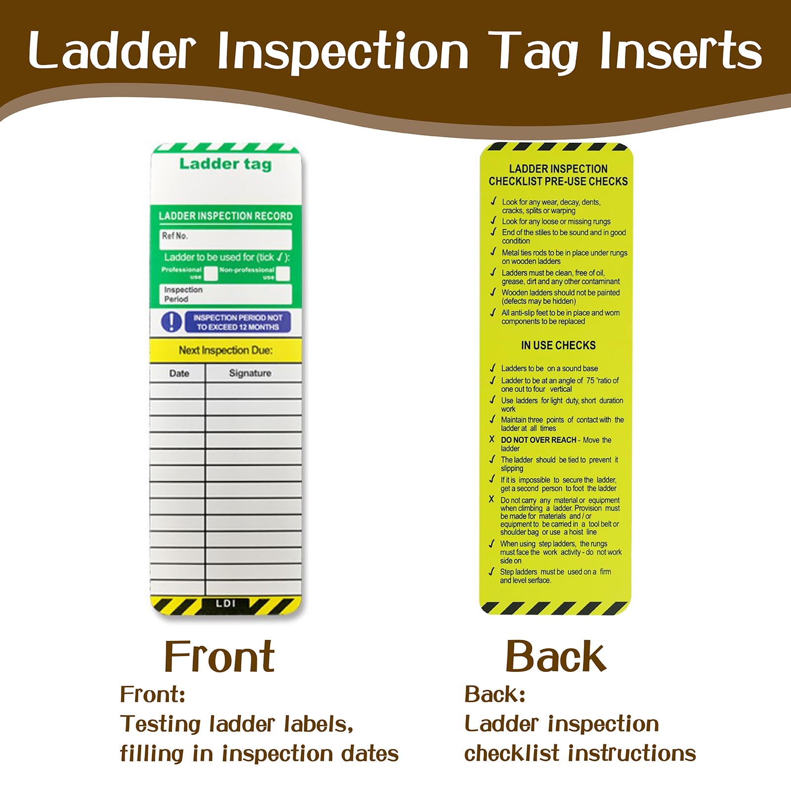 Ladder Tags, Weatherproof Access Inspection Record Kit with 3 Holders 6 ...