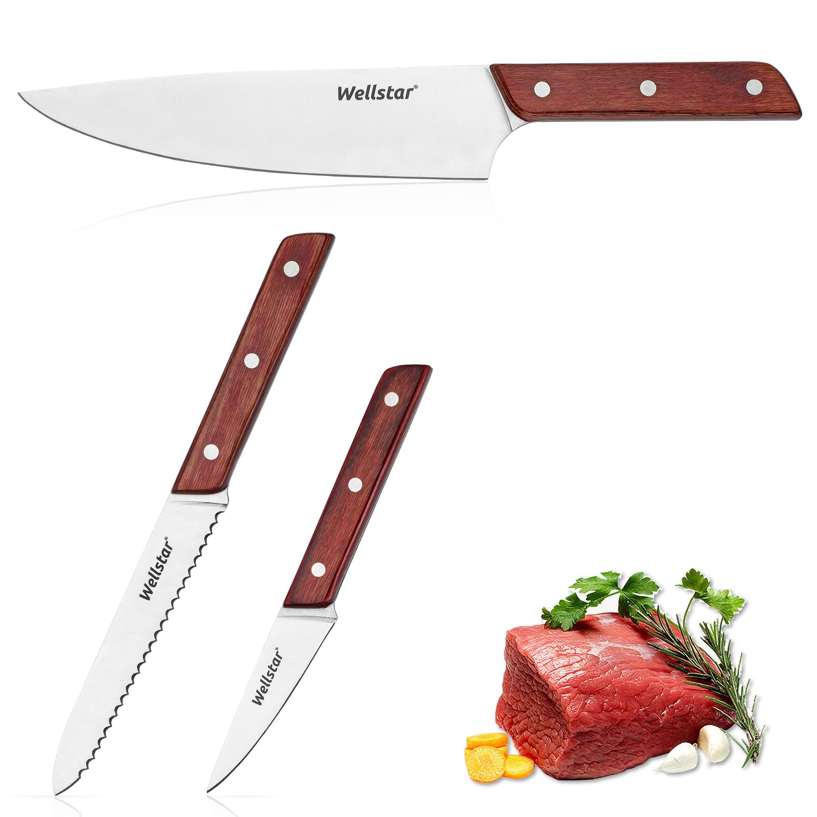 Snapklik.com : Chef Knives Set, 3-Piece Kitchen Knife Set, Sharp ...