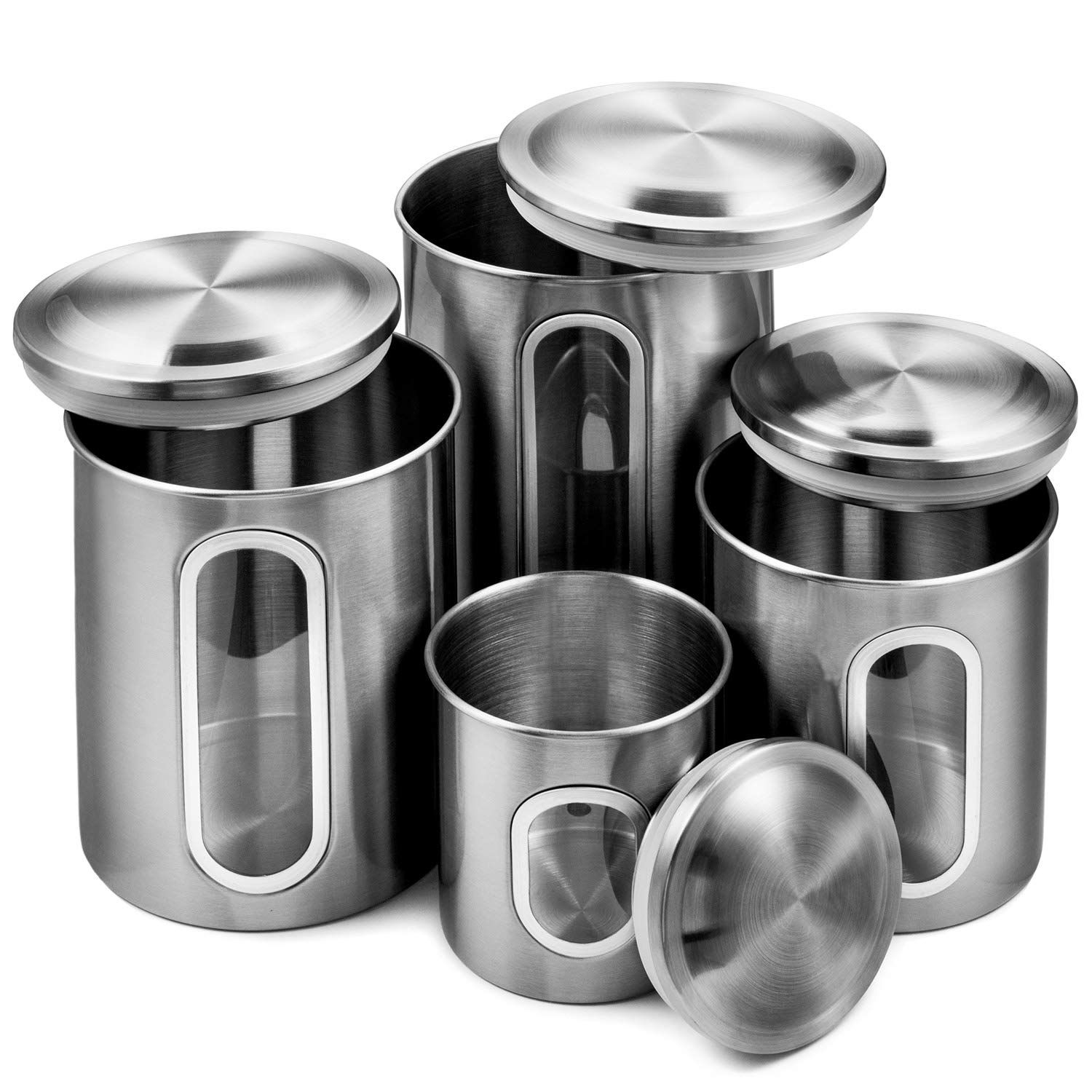 Deppon 4-Piece Canister Set Stainless Steel with Airtight Lids and ...