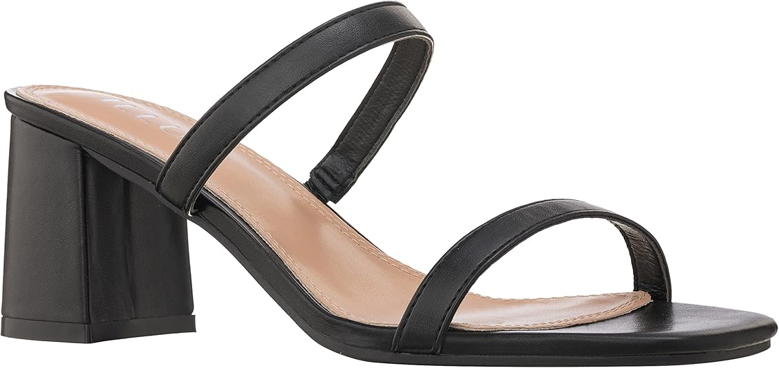 Amazon.com: ILLUDE Women’s Block Heel Double Band Square Toe Heeled ...