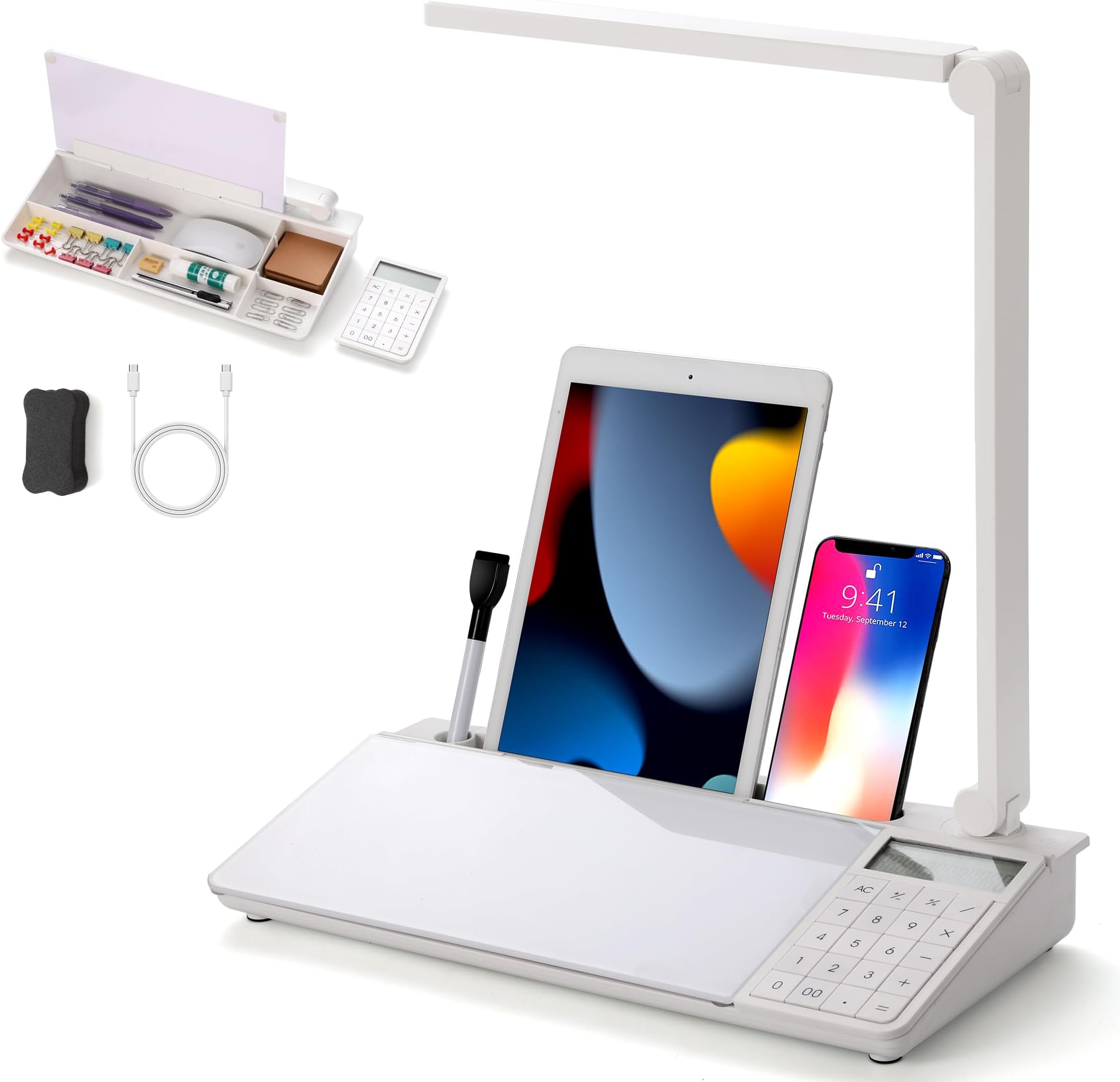 Amazon.com : Desktop Whiteboard with Detachable Calculator and Lamp ...