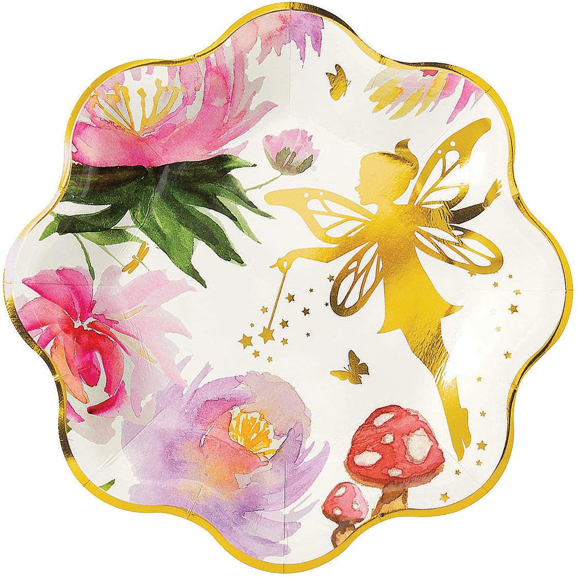 Amazon.com: Fun Express Iridescent Fairy Paper Dinner Plates with Gold ...