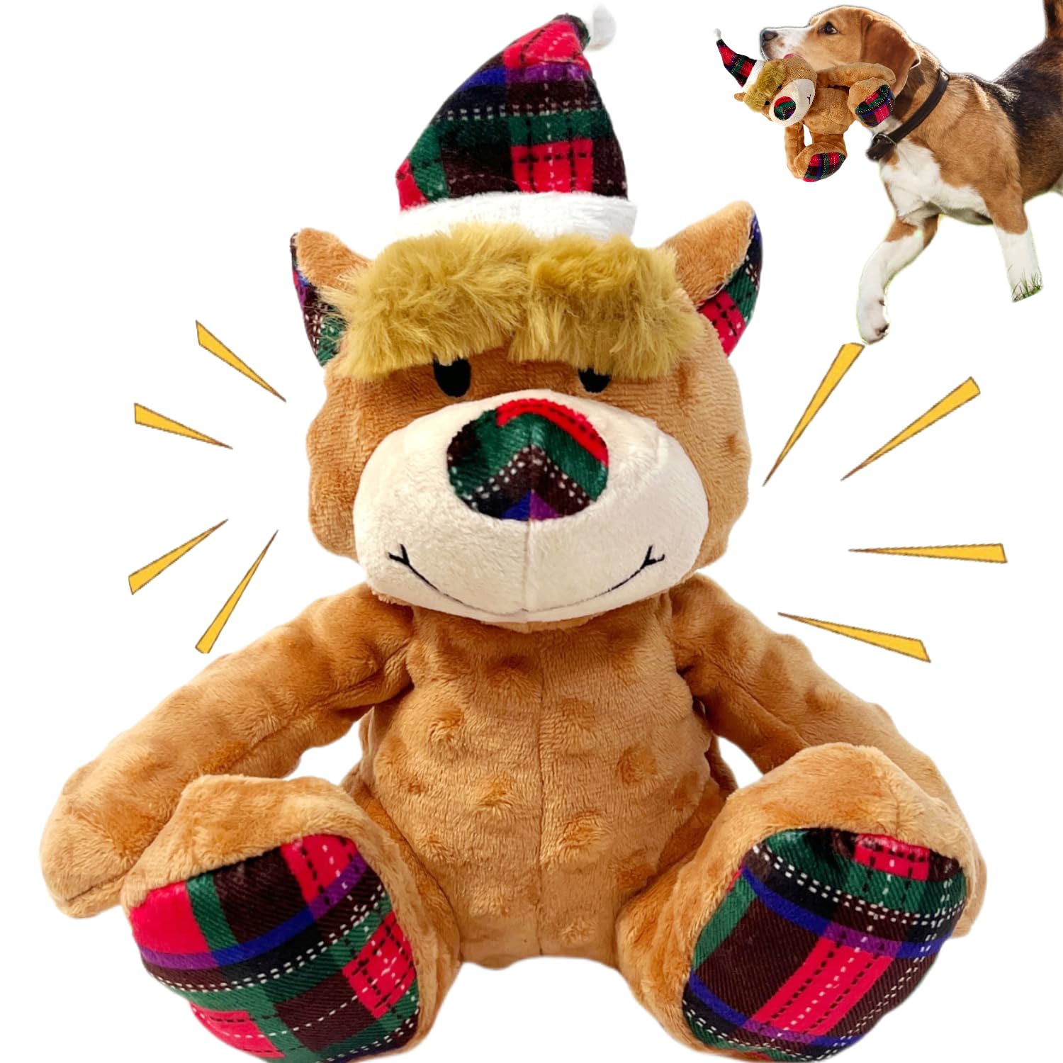 CIIVURR Christmas Squeaky Dog Toys with Crinkle, Xmas Interactive Plush ...