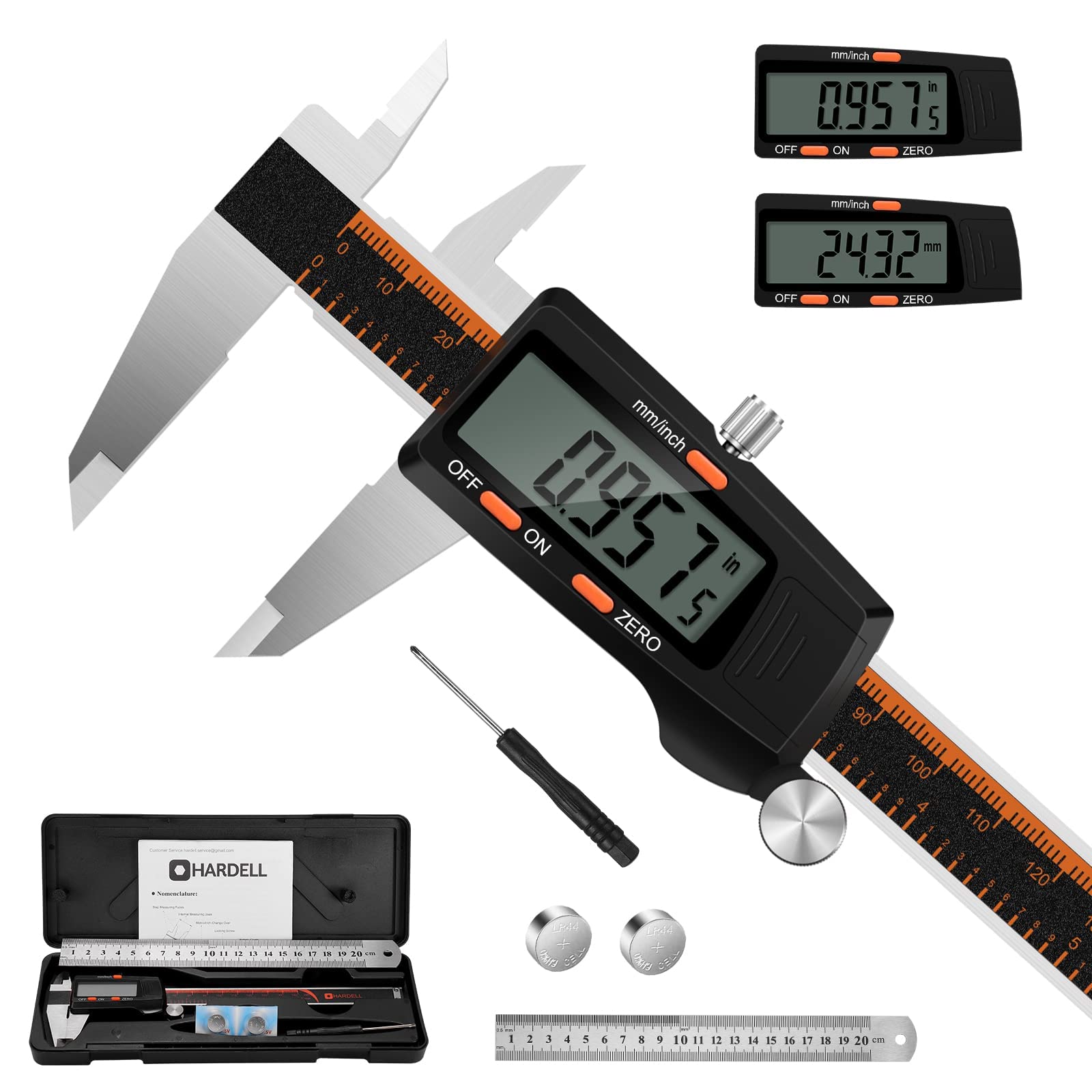 Digital Caliper, HARDELL 6 Inch Stainless Steel Calipers Measuring Tool ...