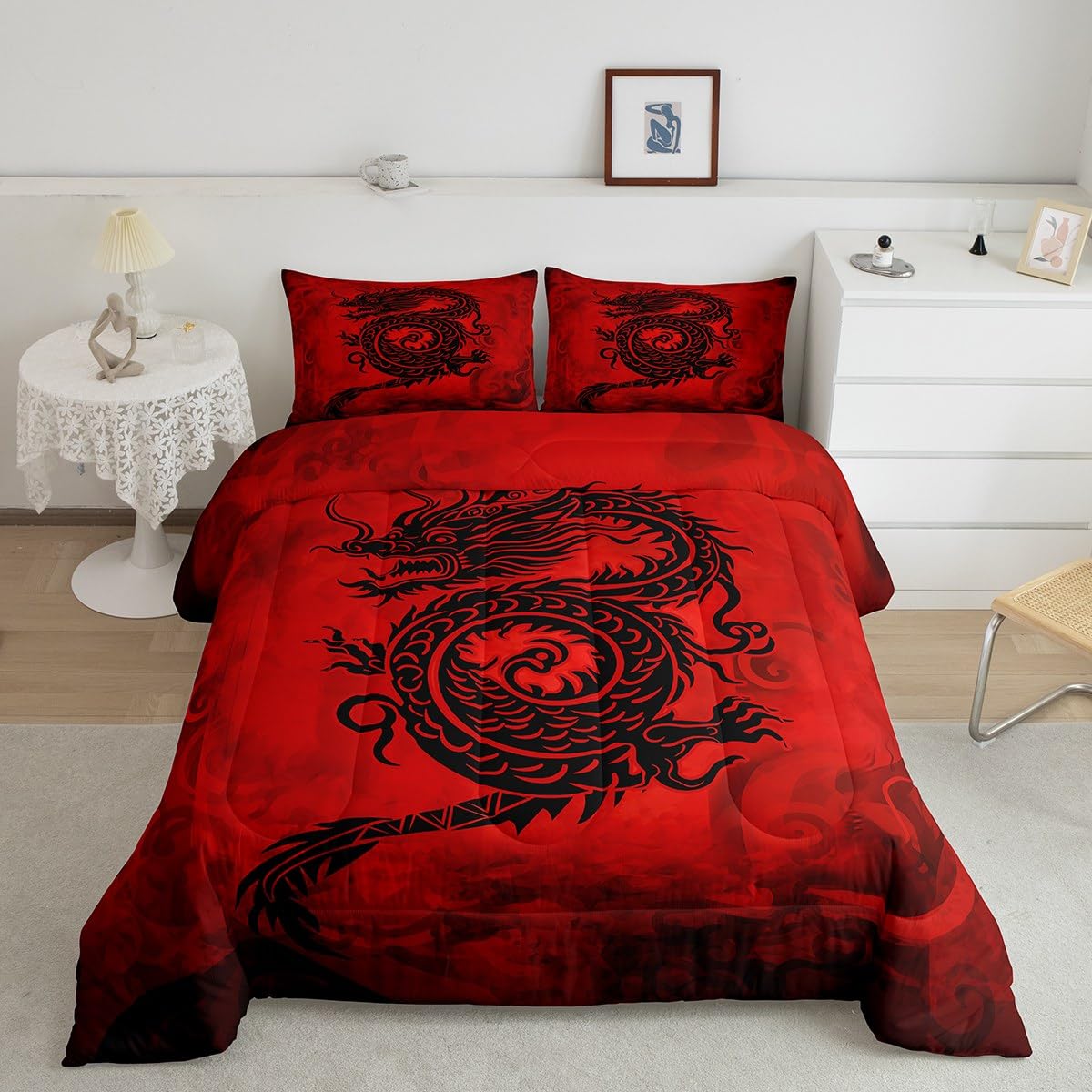 Amazon.com: Castle Fairy Dragon Comforter Set Exotic Chinese Style ...