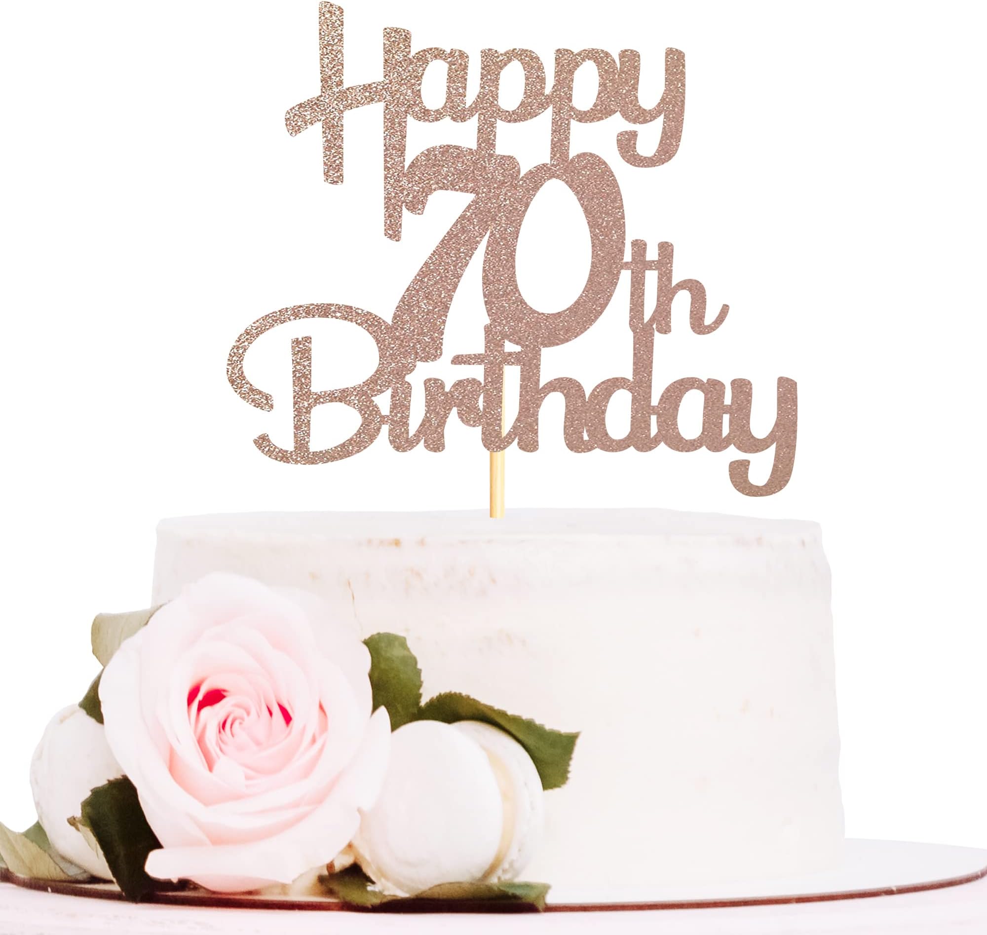 Sotpot Rose Gold Glitter 70 Cake Topper, 70th Birthday Cake Decorations ...