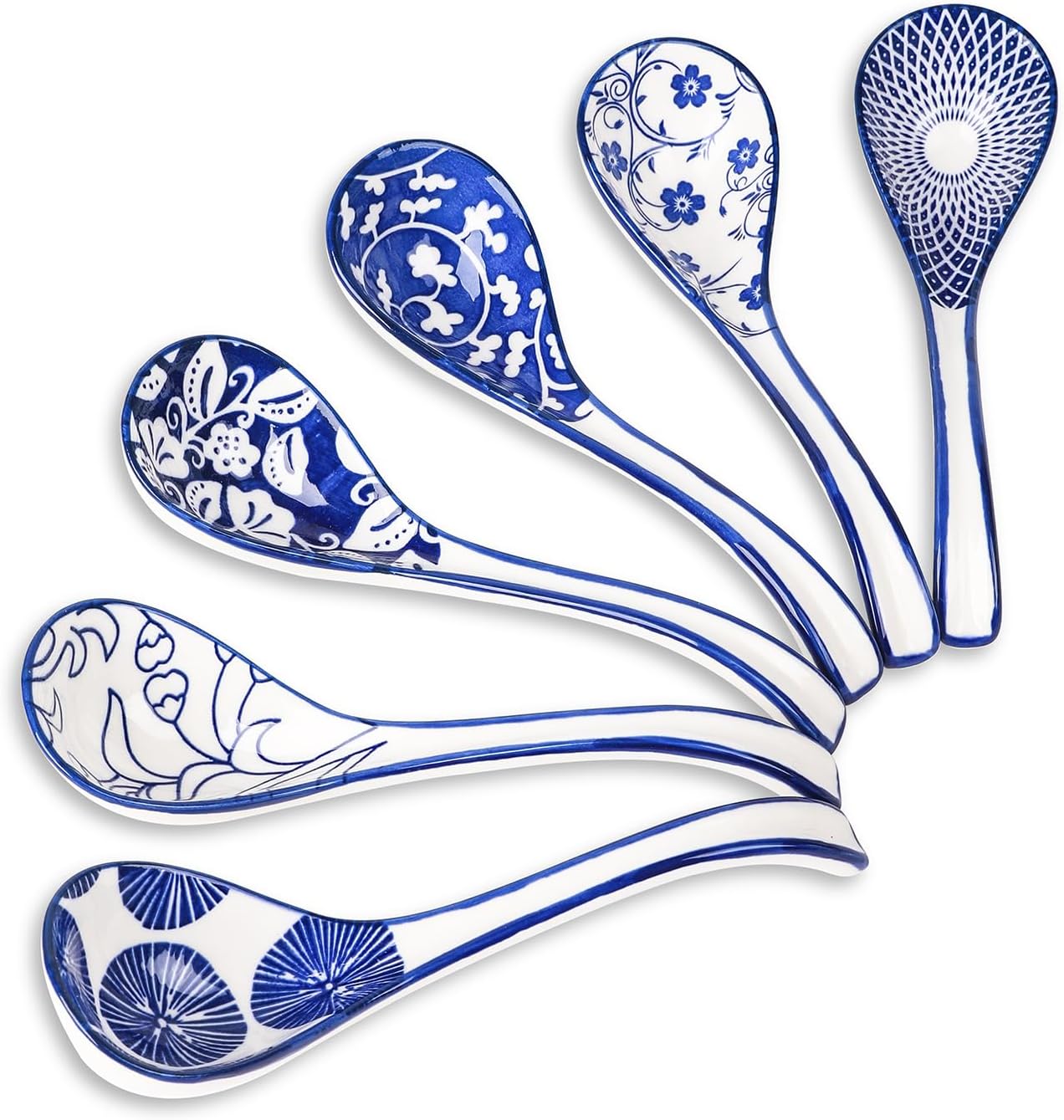 Amazon.com: Selamica Ceramic Asian Soup Spoons Set of 6, Ceramic ...