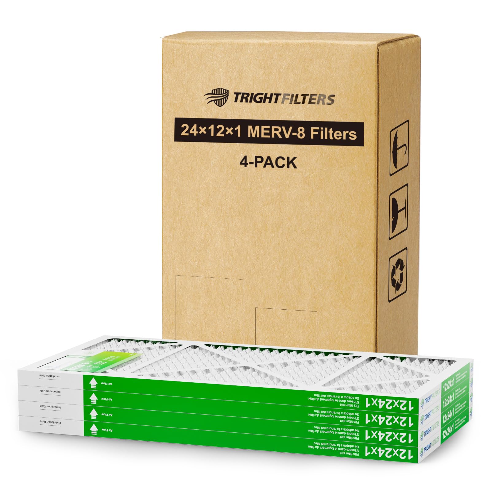 Amazon.com: TRIGHTFILTERS 12x24x1 Air Filter 4 Pack, MERV 8 Pleated ...