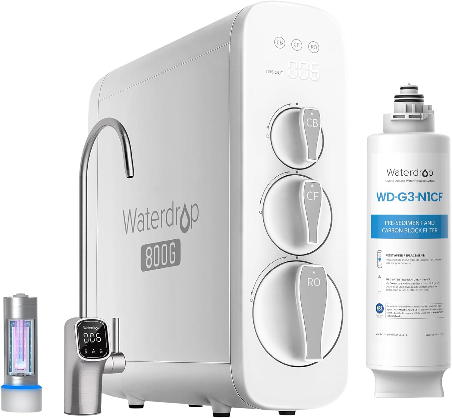 Amazon.com: Waterdrop G3P800 Reverse Osmosis System, 800 GPD Fast Flow ...