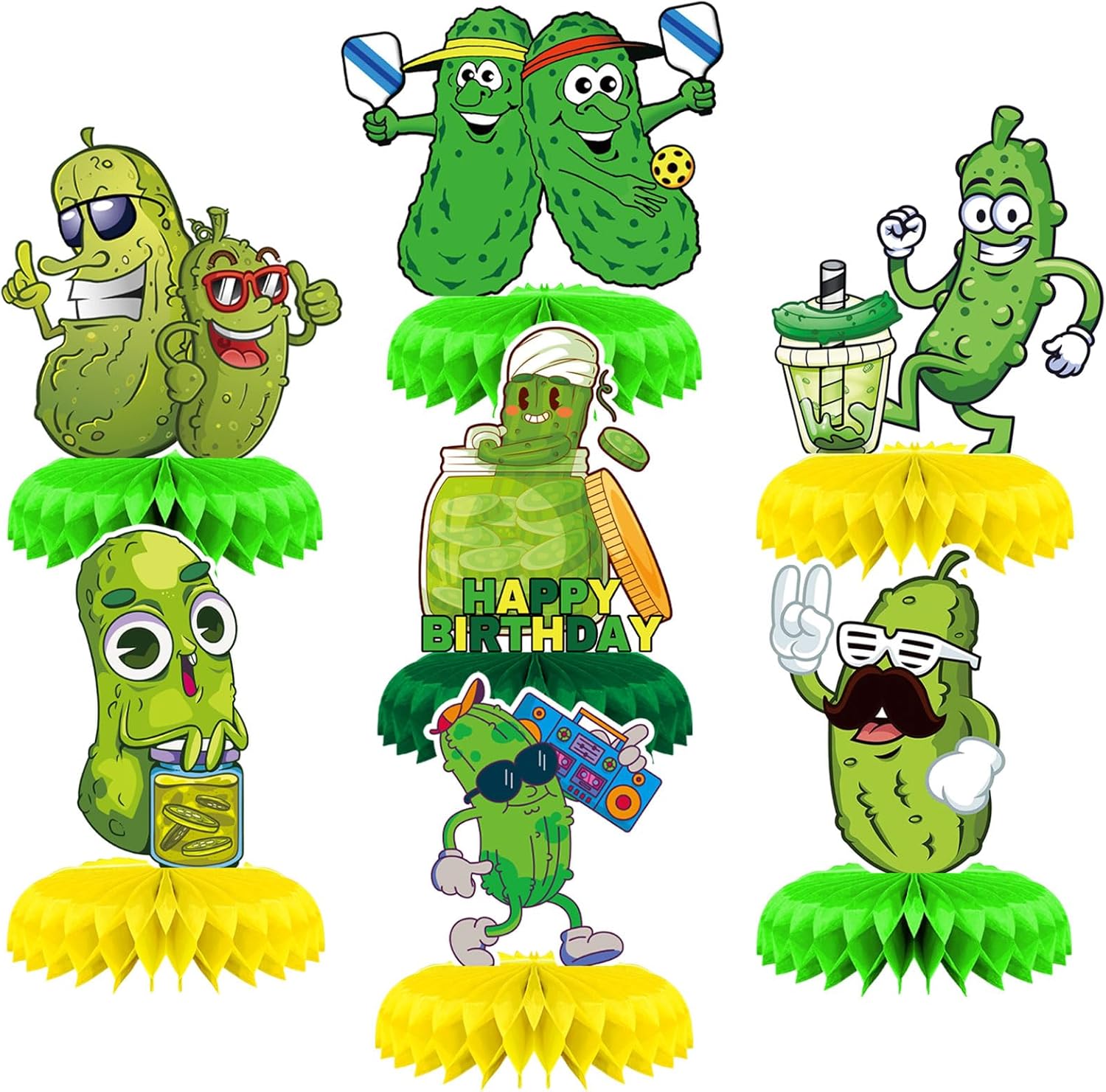 Amazon.com: 7 Pcs Pickle Birthday Party Supplies, Pickle Honeycomb ...