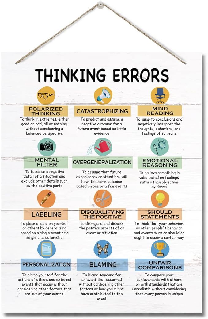 Amazon.com: Thinking Errors Decor Sign, Hanging Printed Wood Signs ...