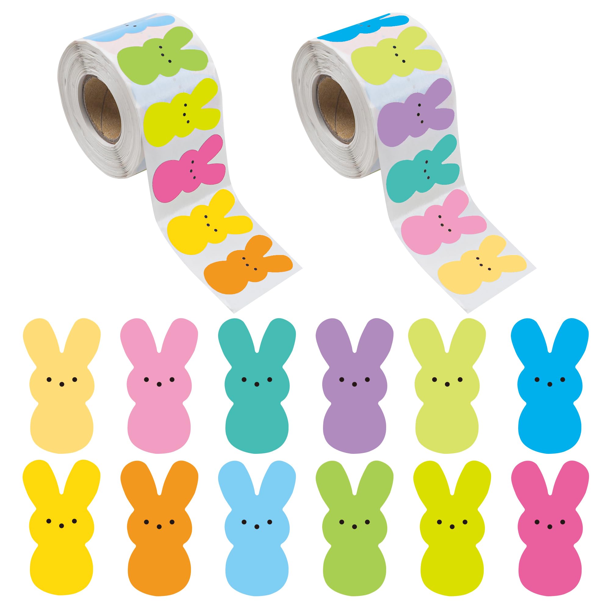 Amazon.com: 1200 Pcs Easter Bunny Stickers Bunny Peeps Stickers Roll 12 ...