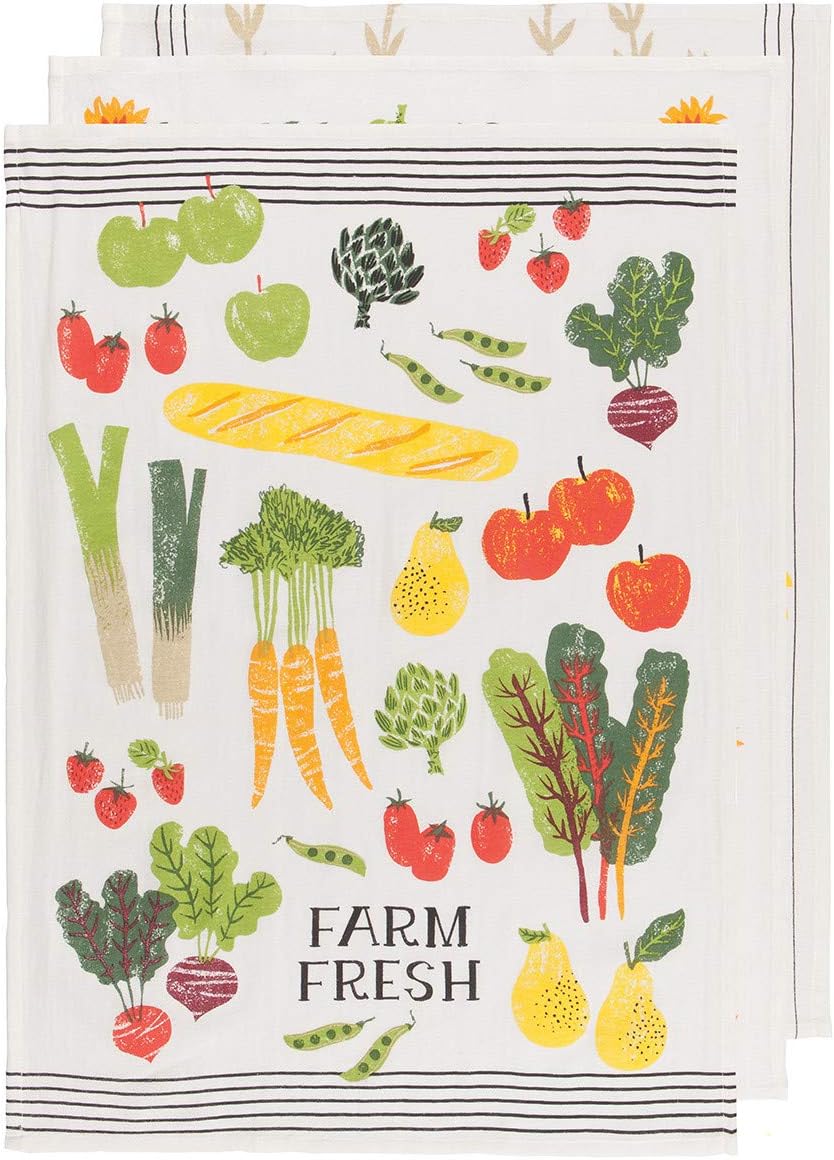 Amazon.com: Now Designs Teatowel Set of Four, Brooklyn Stripe ...