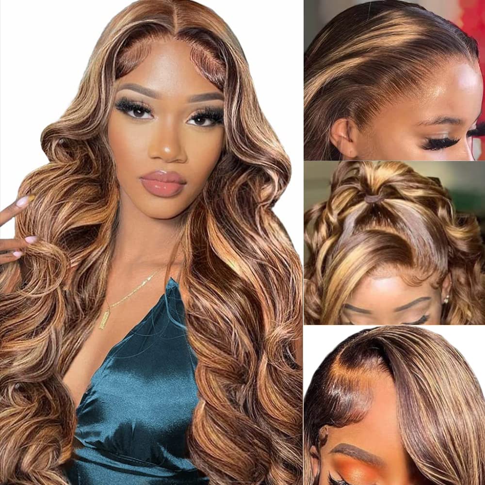 Amazon.com : Avolo Ombre Lace Front Wig Human Hair 32 Inch Highlight ...