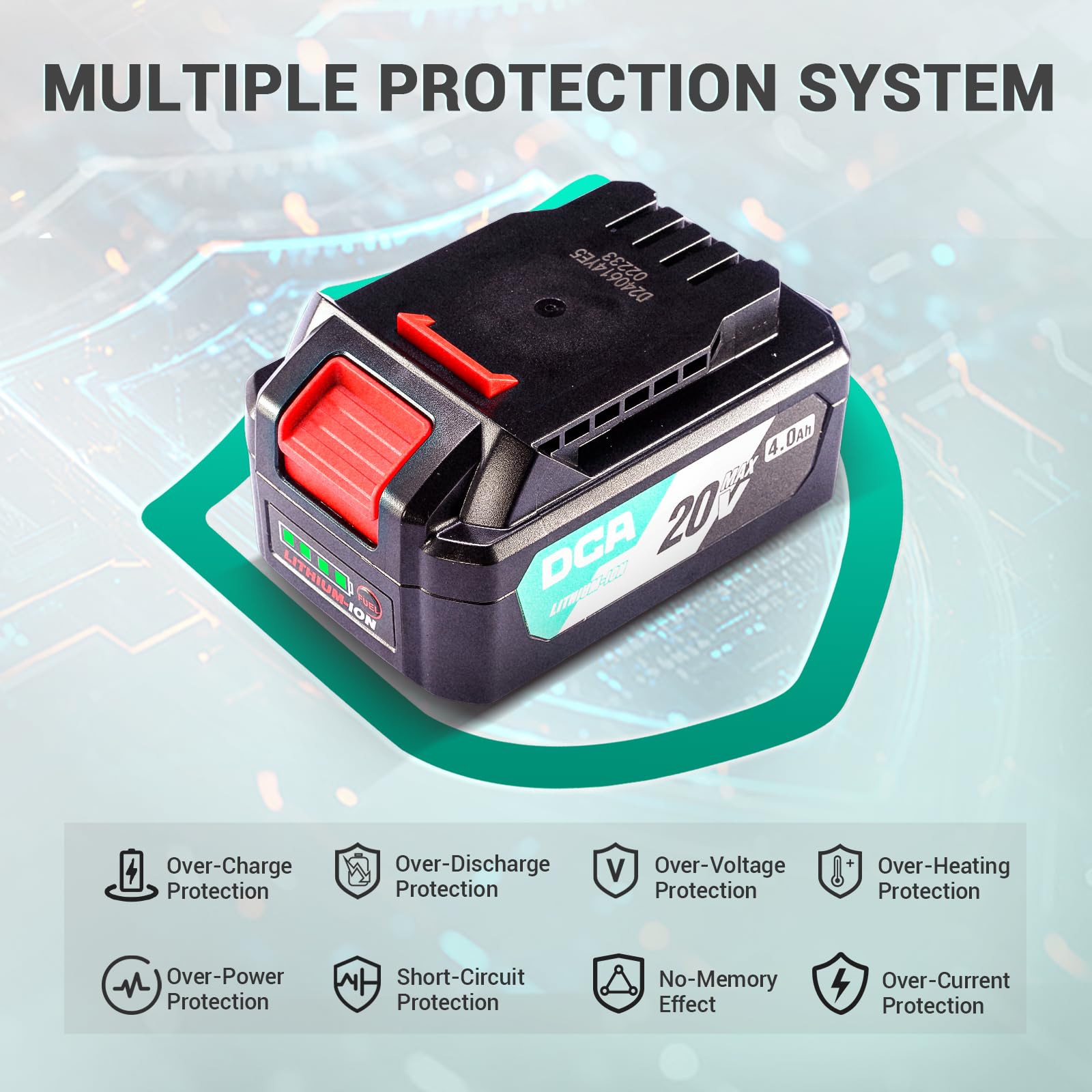 Snapklik.com : DCA 20V MAX Lithium-Ion Battery, 4.0Ah High Capacity ...