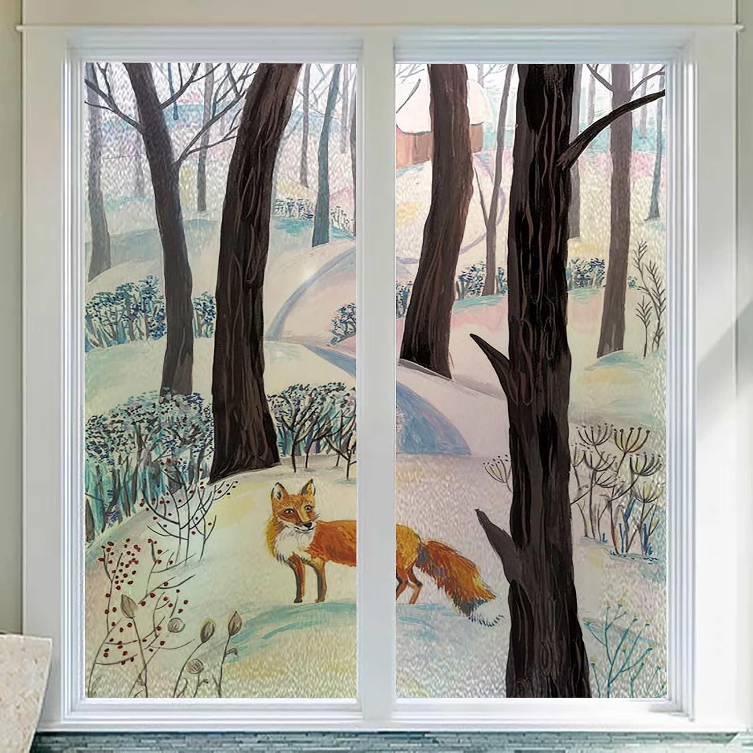 Fox Window Film Privacy White Brown Decorative Window Stickers Non ...