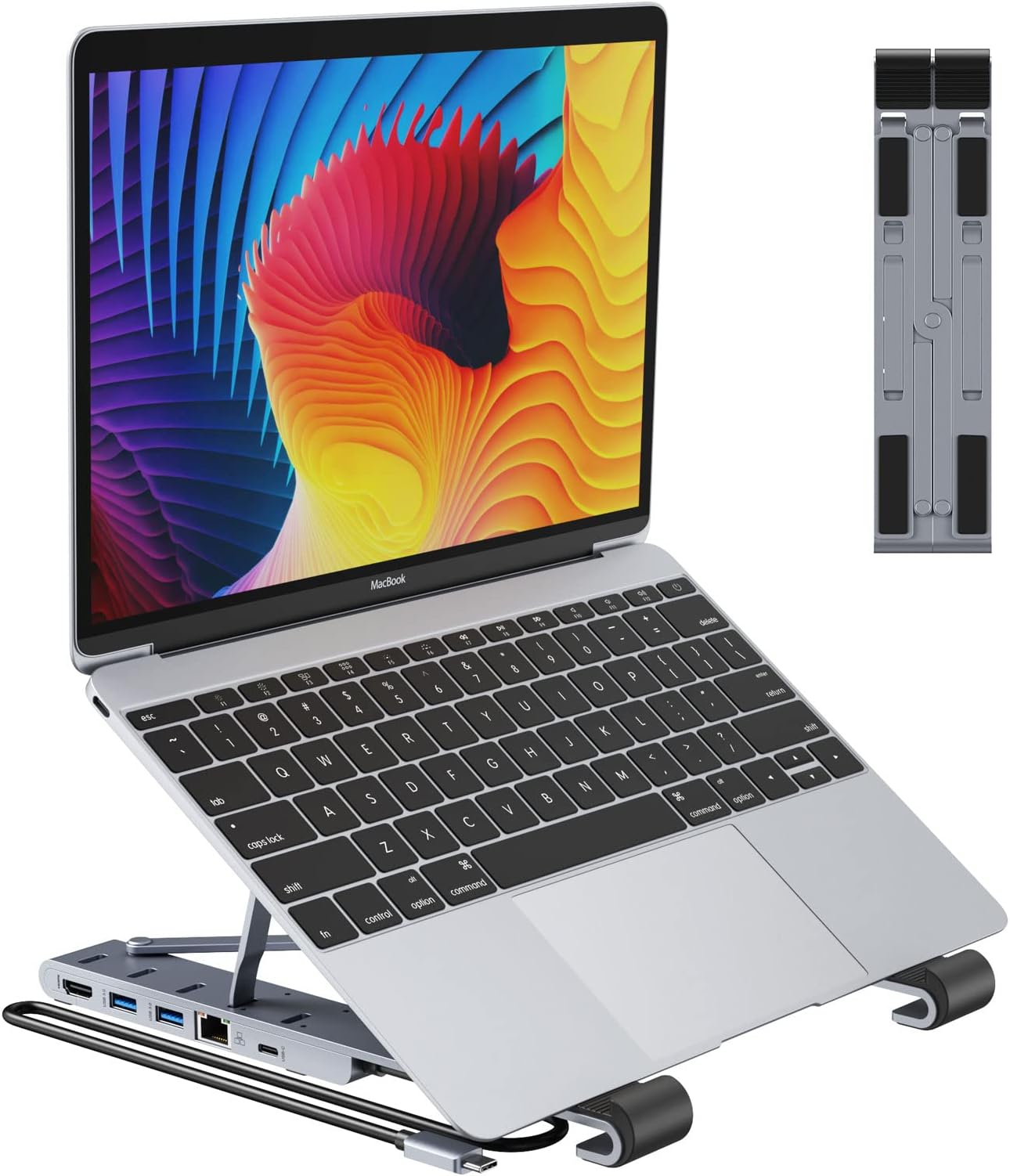 Laptop Stand with USB Ports,5 Levels Anti-Slip Portable Laptop Riser ...