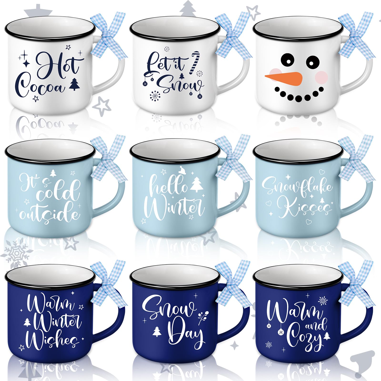 Amazon.com: Nitial 9 Pcs Winter Mugs Winter Coffee Mugs Christmas ...